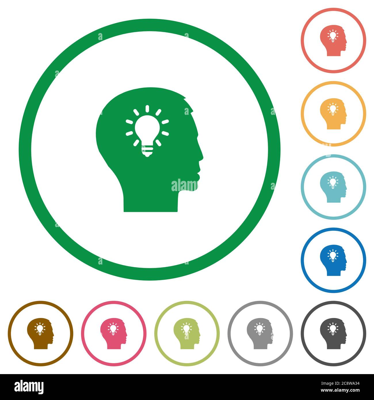 Set of idea color round outlined flat icons on white background Stock Vector Image & Art - Alamy