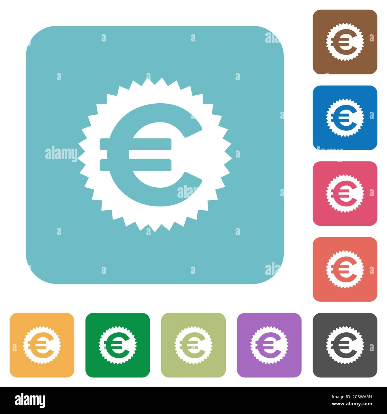 Flat Euro sticker icons on rounded square color backgrounds Stock ...