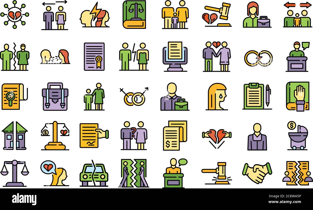 Divorce icons set vector flat Stock Vector Image & Art - Alamy