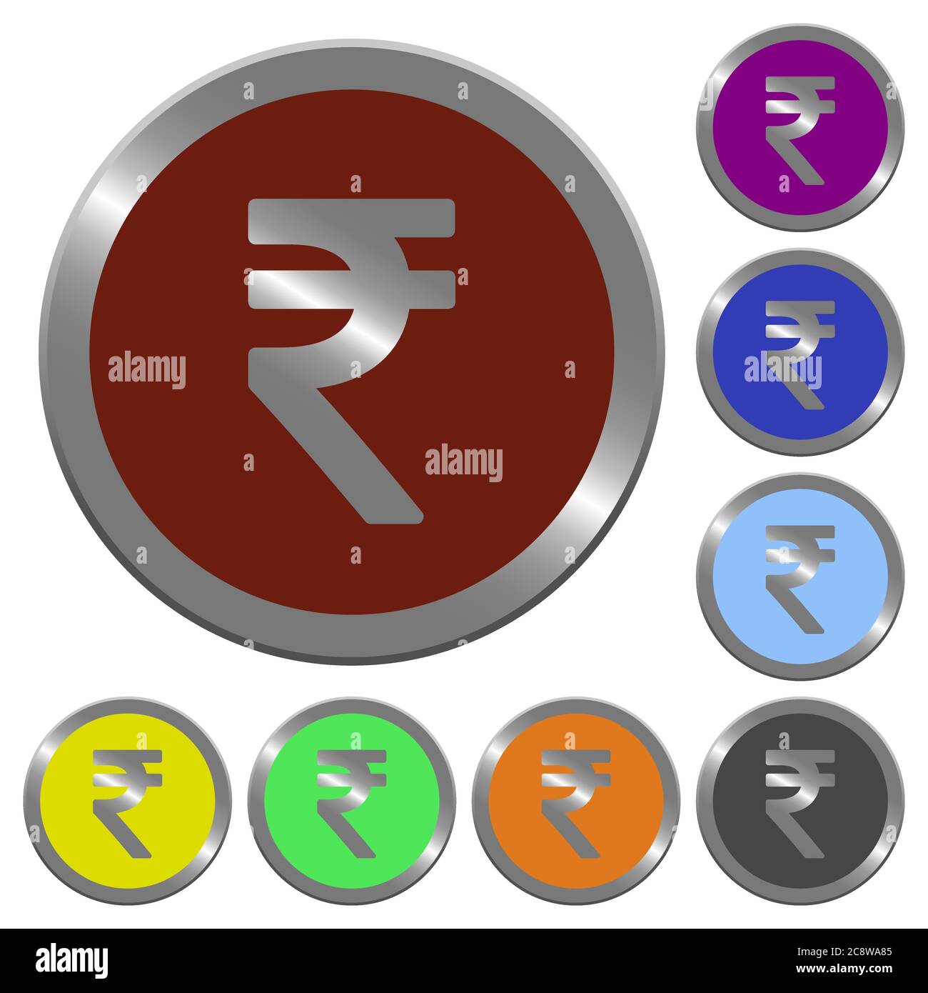 Set of color glossy coin-like Indian Rupee sign buttons Stock Vector ...
