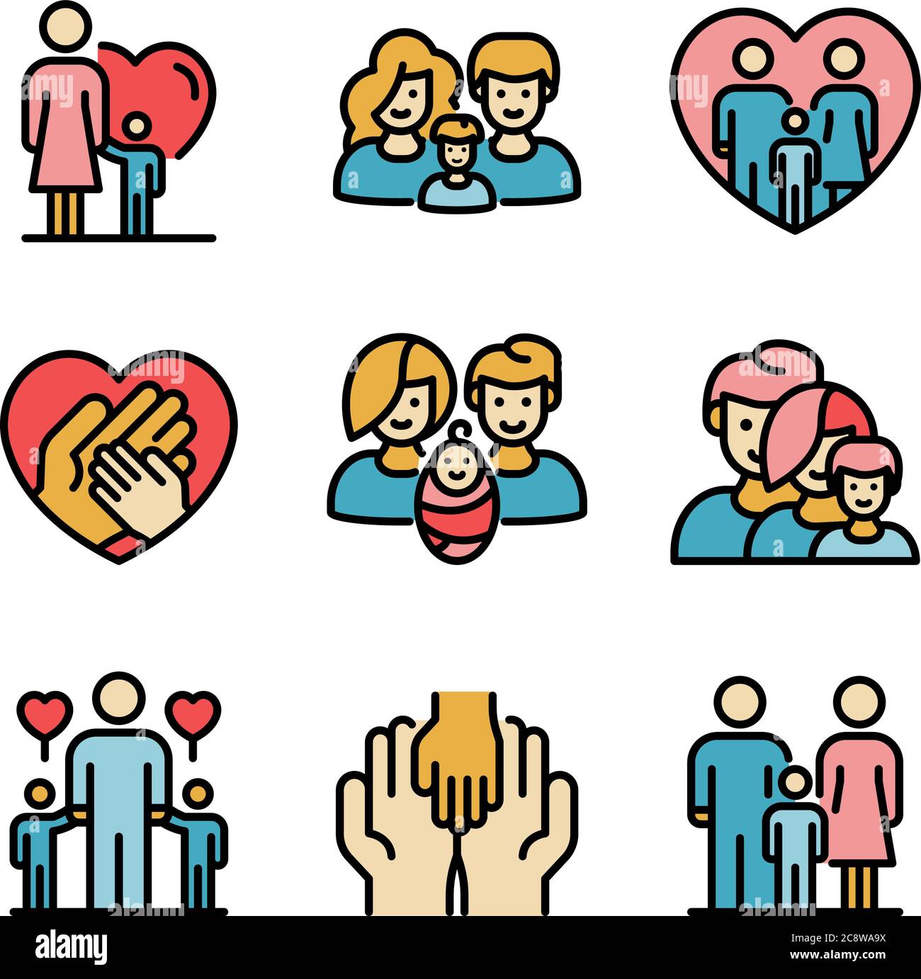 Foster family icons set vector flat Stock Vector Image & Art - Alamy