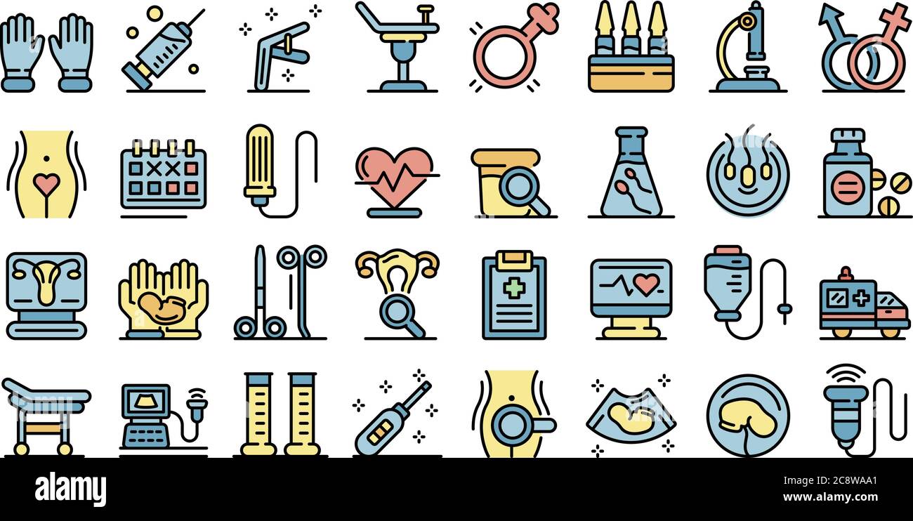 Gynecologist icons set vector flat Stock Vector Image & Art - Alamy