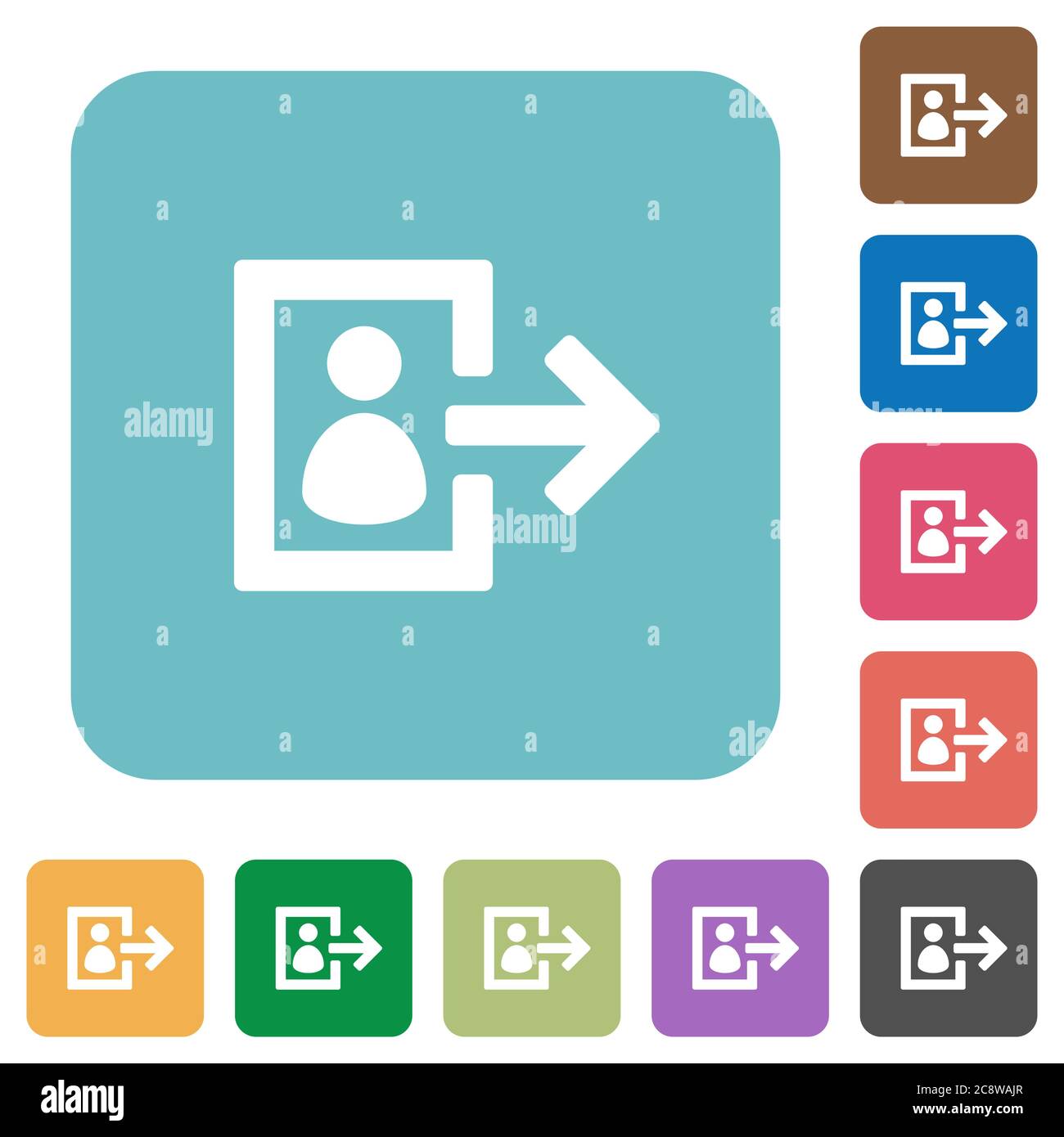 Flat user logout icons on rounded square color backgrounds Stock Vector ...