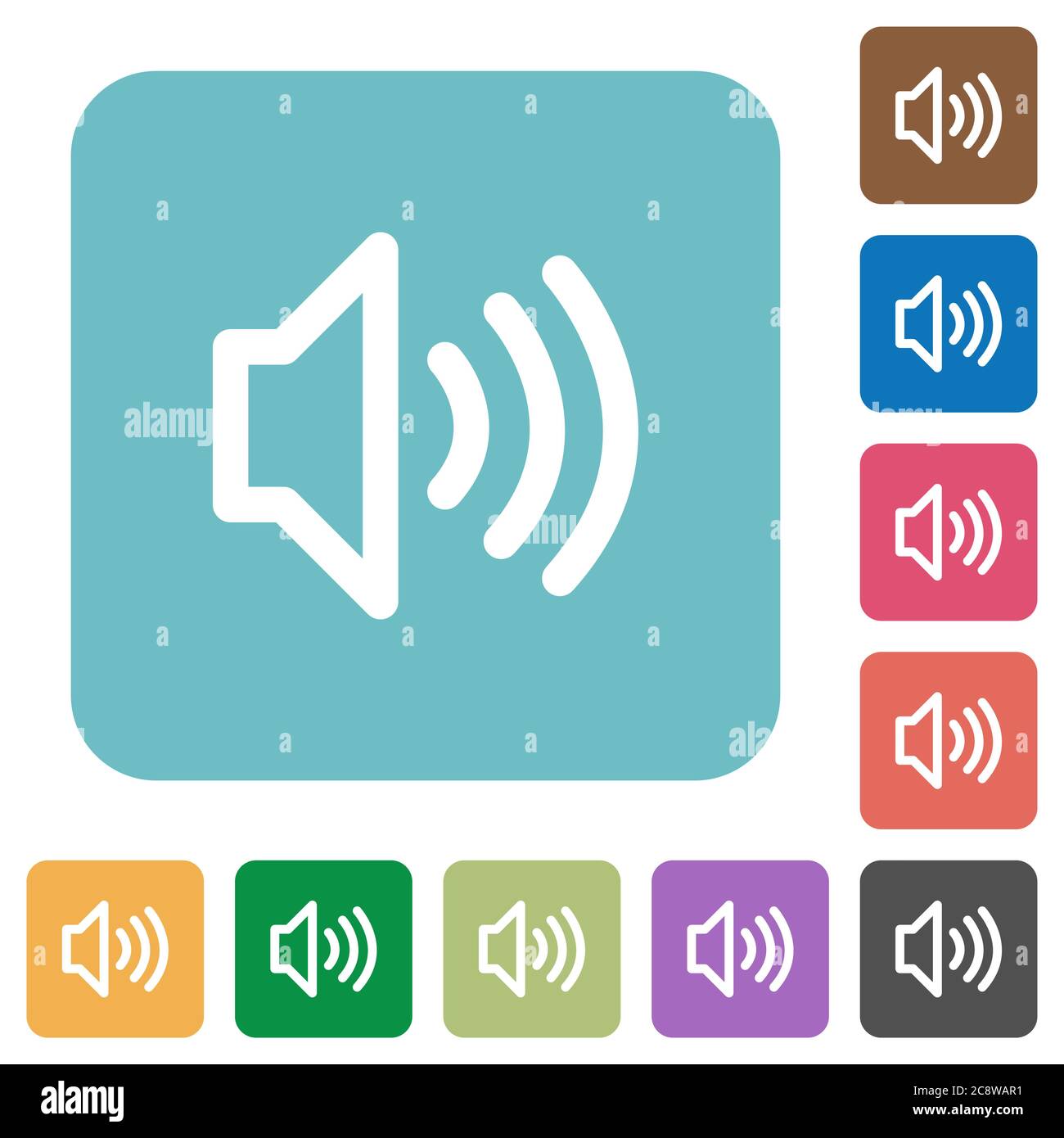 Flat volume icons on rounded square color backgrounds Stock Vector ...