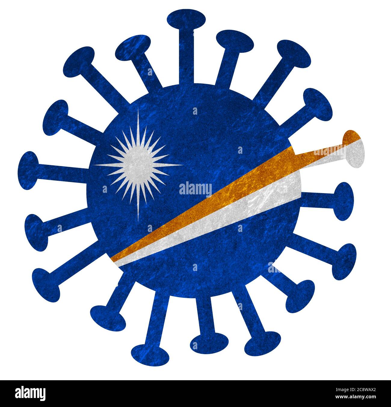 The national flag of the Marshall Islands with corona virus or bacteria ...