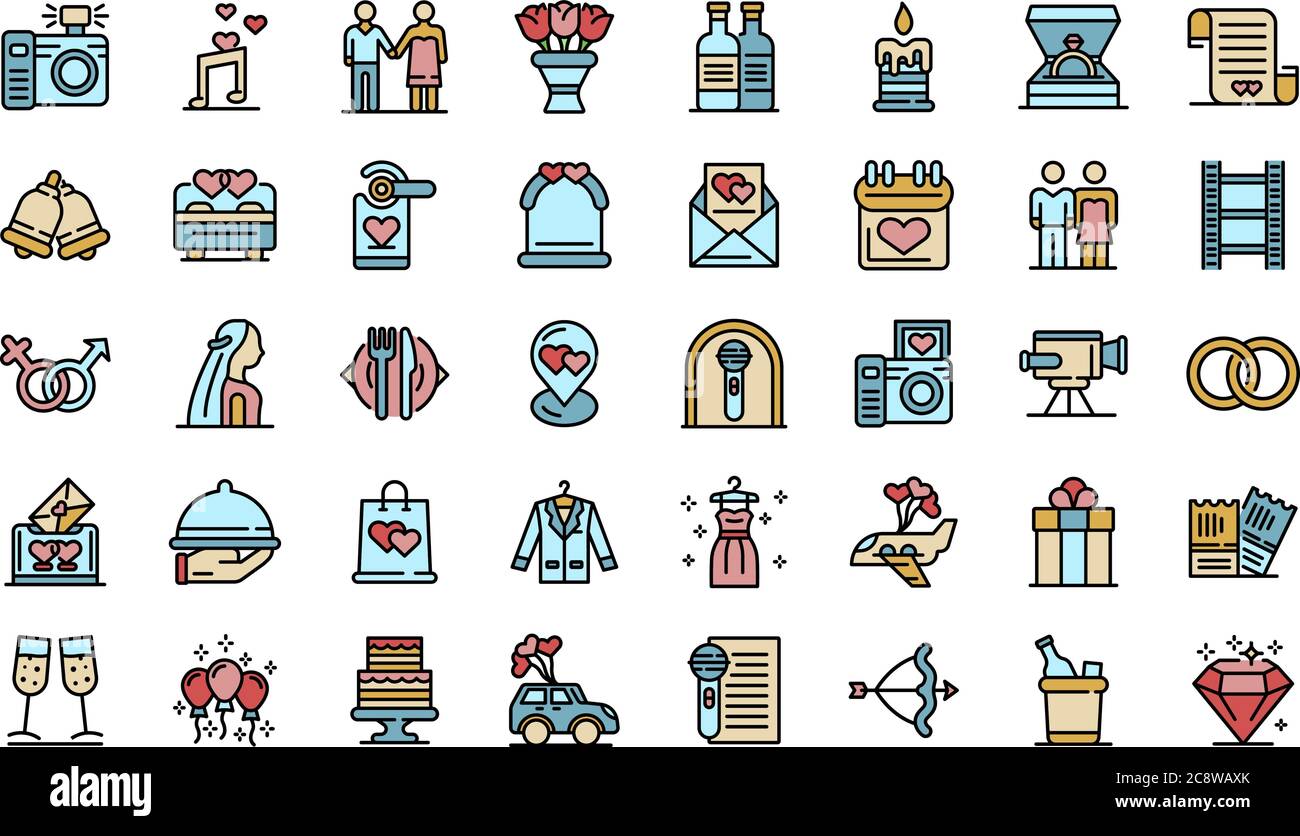 Wedding ceremony icons set vector flat Stock Vector Image & Art - Alamy
