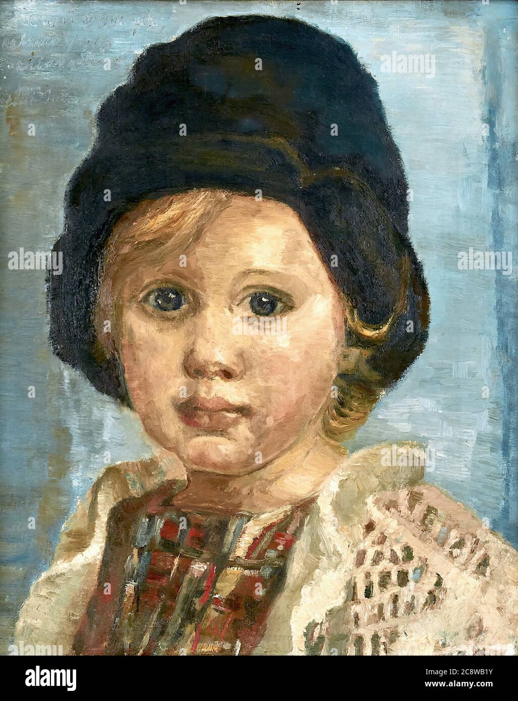 Dorph Berta - Portrait of a Boy in a Black Cap - Danish School - 19th ...