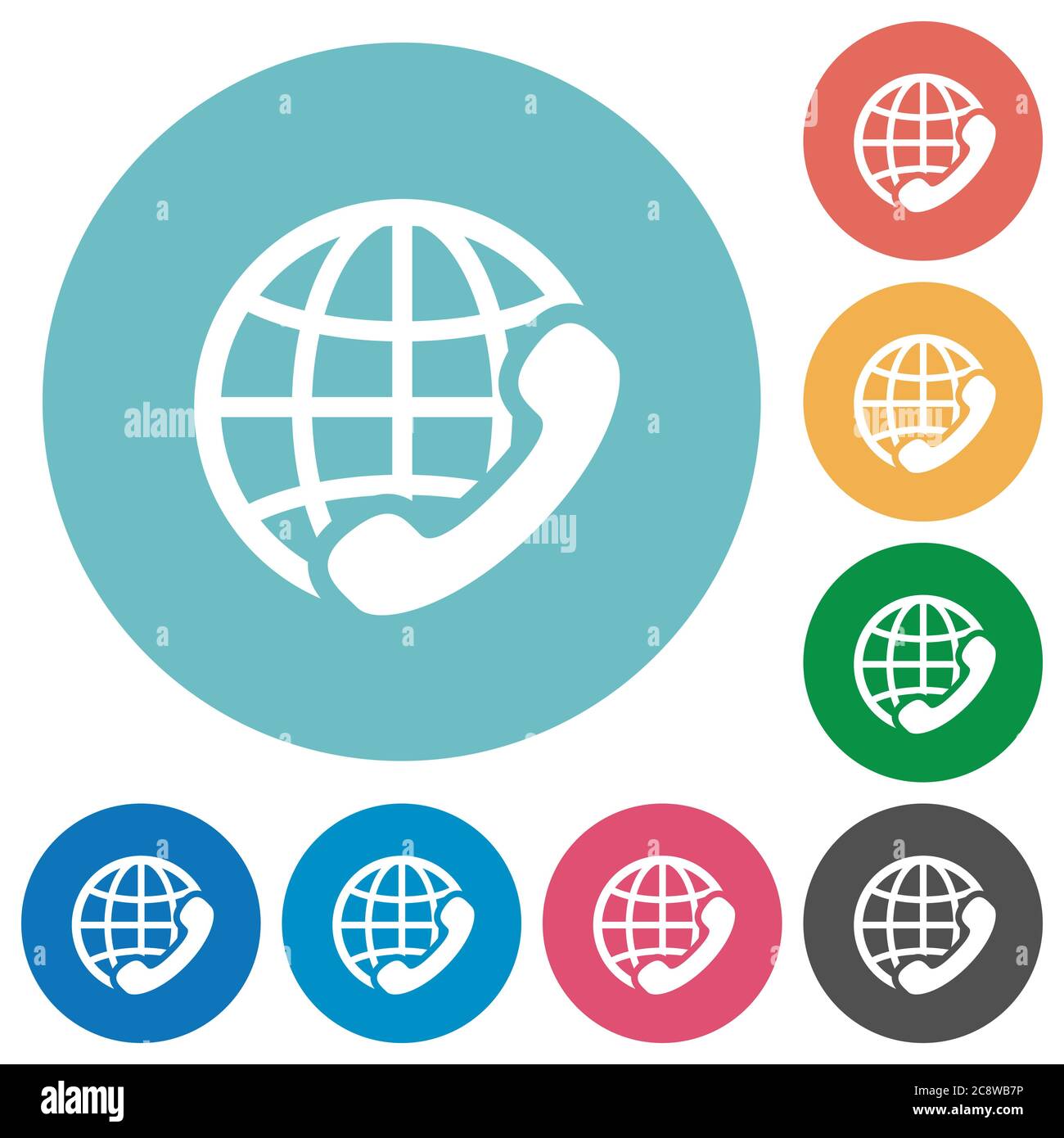 Flat international call icon set on round color background Stock Vector ...