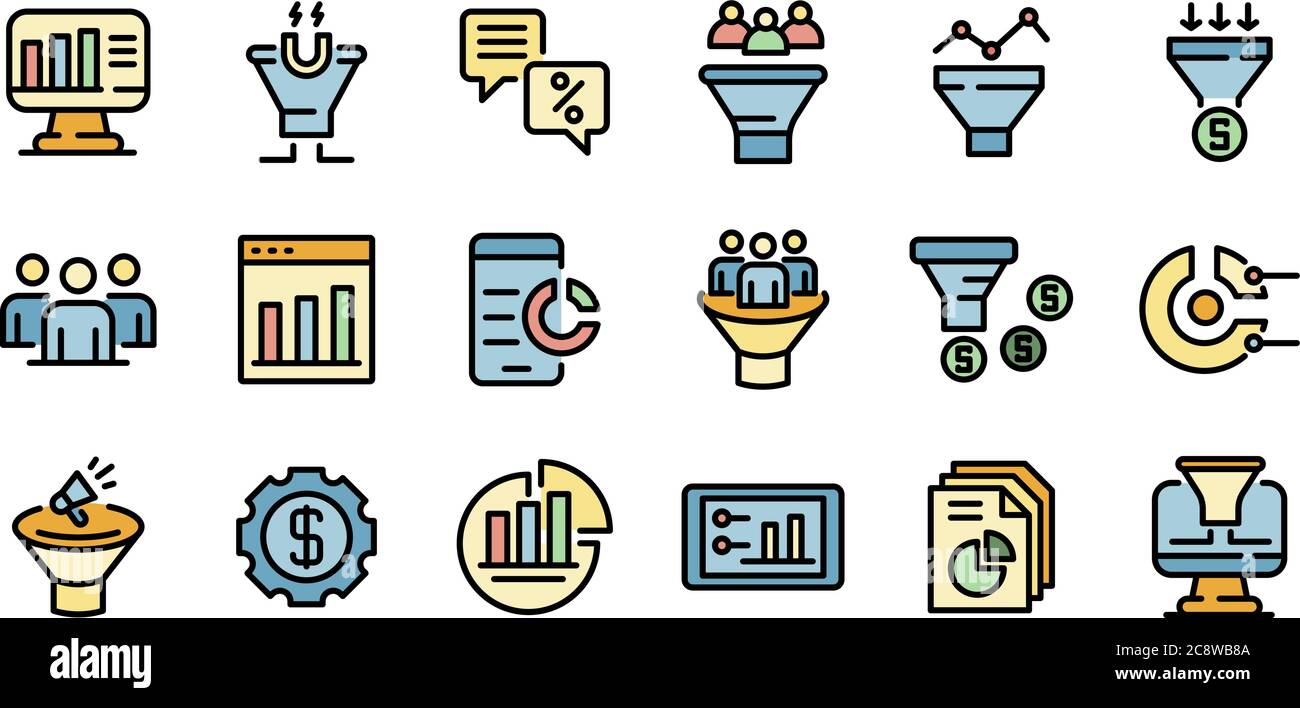 Conversion rate icons set vector flat Stock Vector Image & Art - Alamy