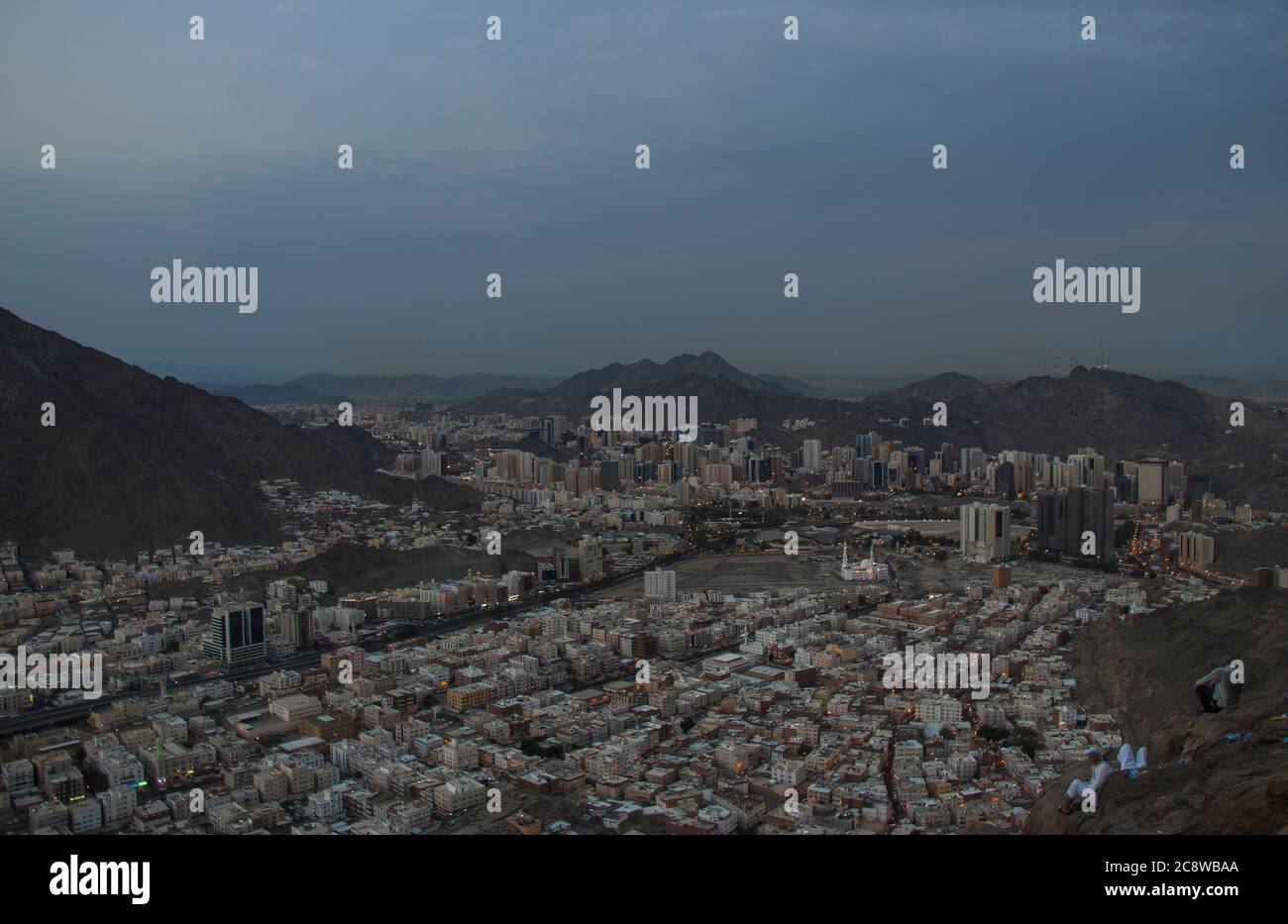 Cityscape view of Mecca town from Nour Mountain - Jabal Nur. City view ...