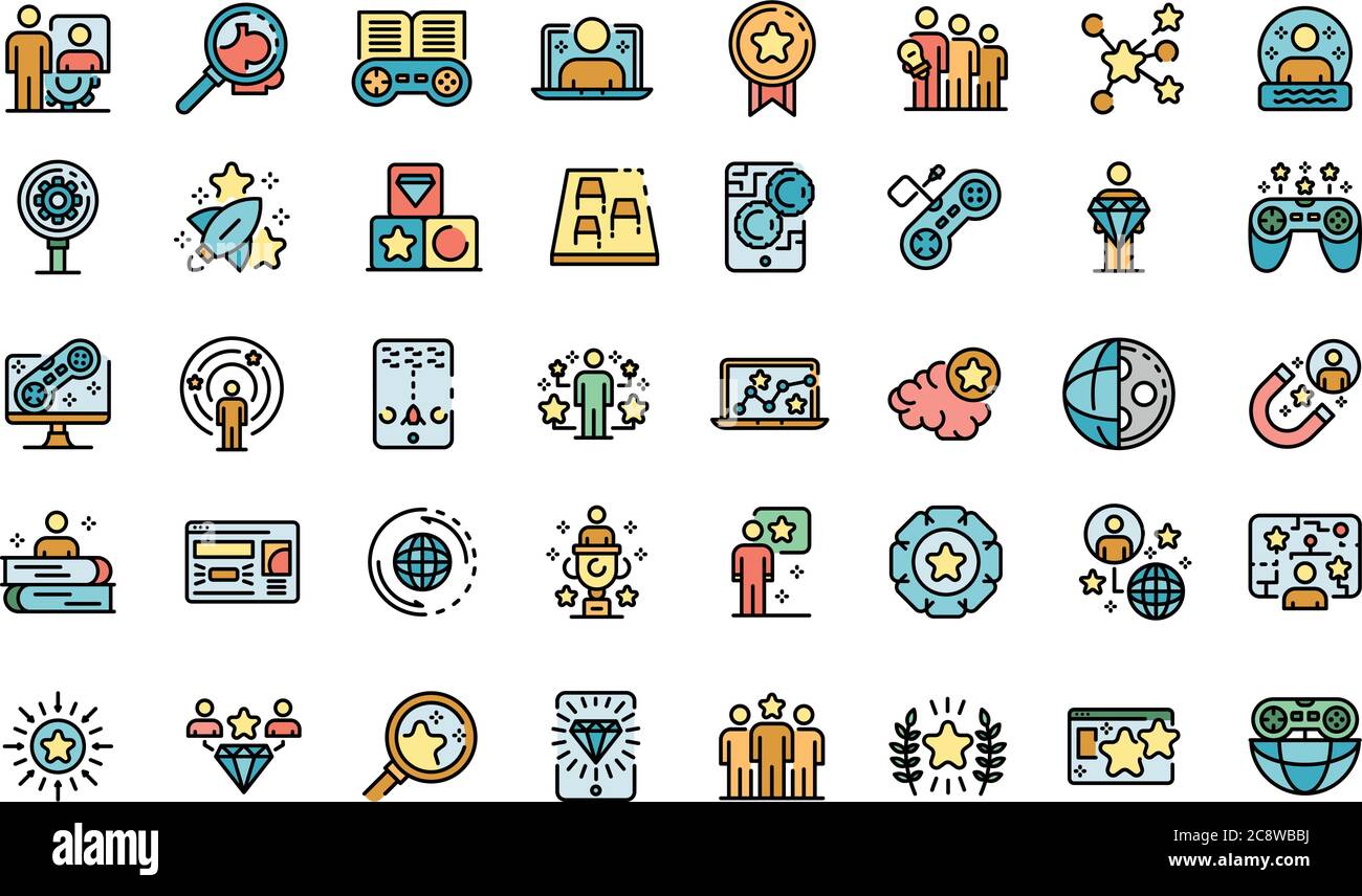 Gamification icons set vector flat Stock Vector Image & Art - Alamy