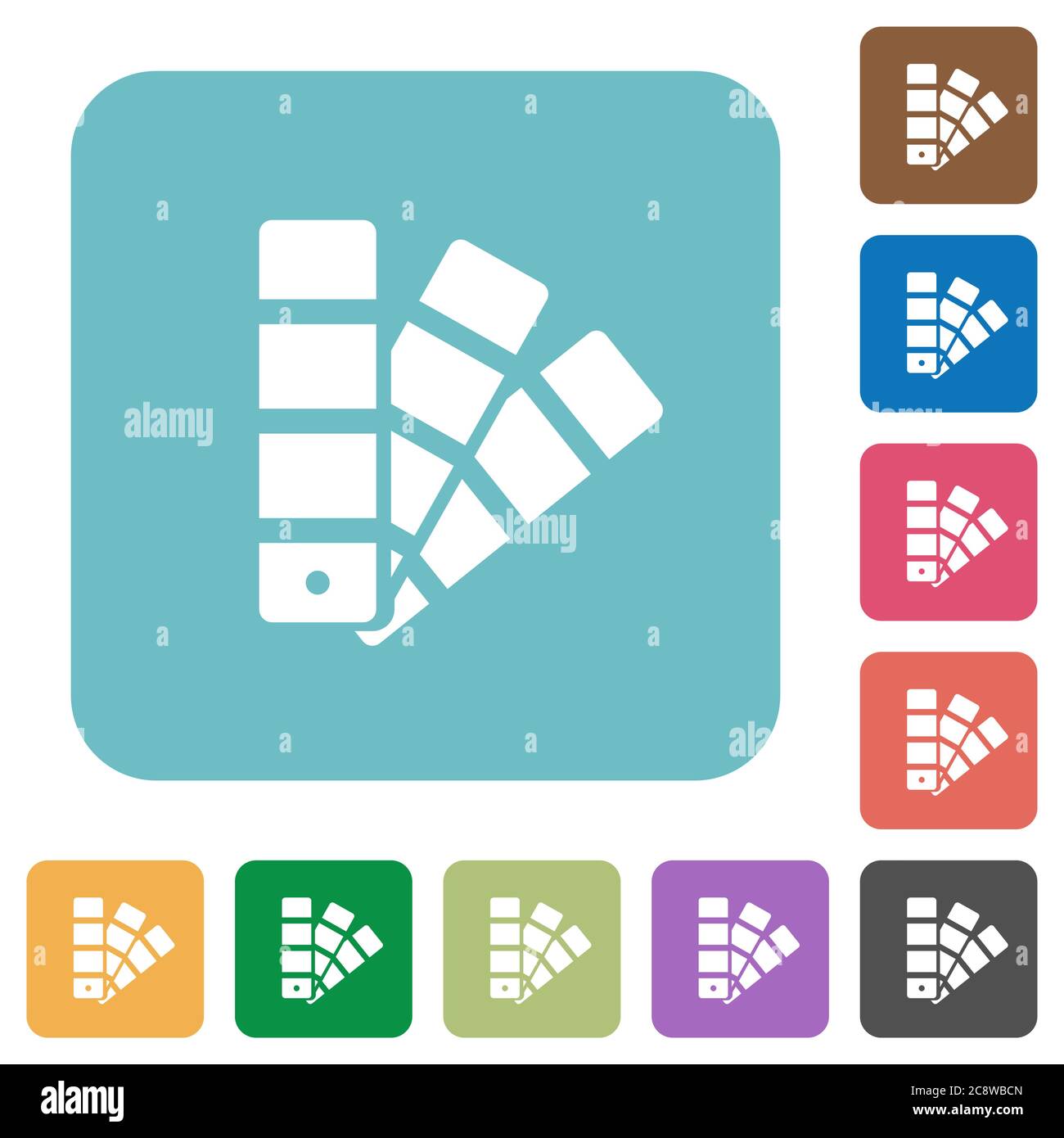 Flat color swatch icons on rounded square color backgrounds Stock ...