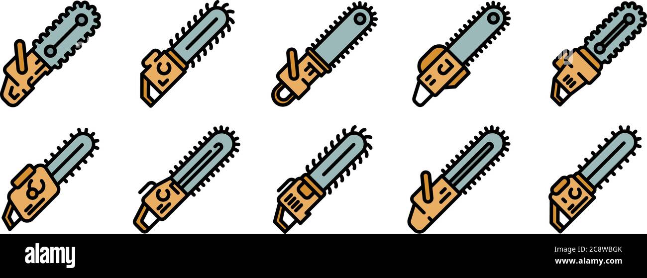 Chainsaw icons set vector flat Stock Vector Image & Art - Alamy