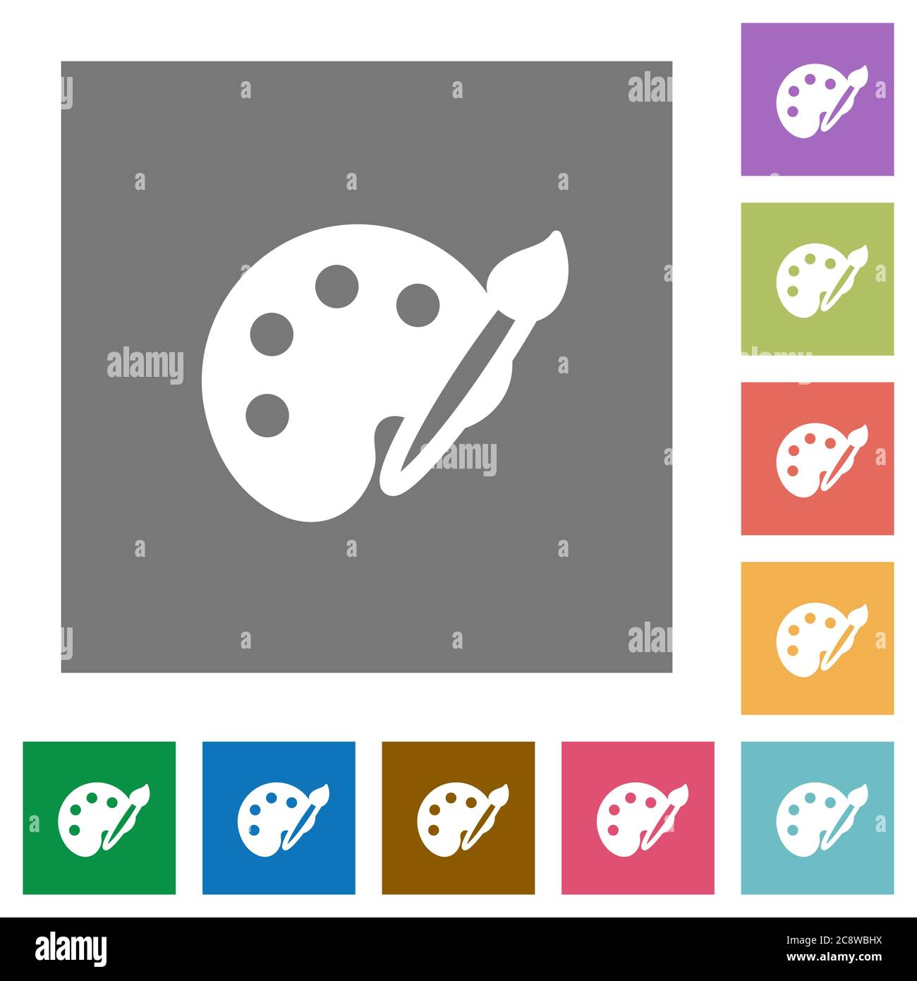 Paint flat icon set on color square background Stock Vector Image & Art ...