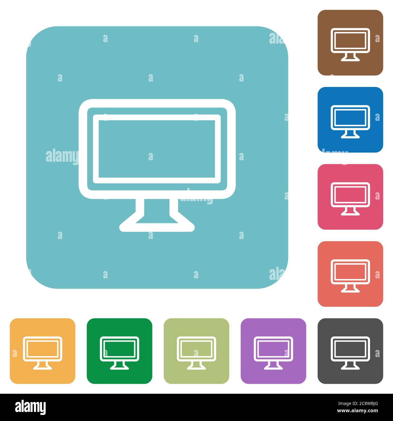 Flat monitor icons on rounded square color backgrounds Stock Vector ...