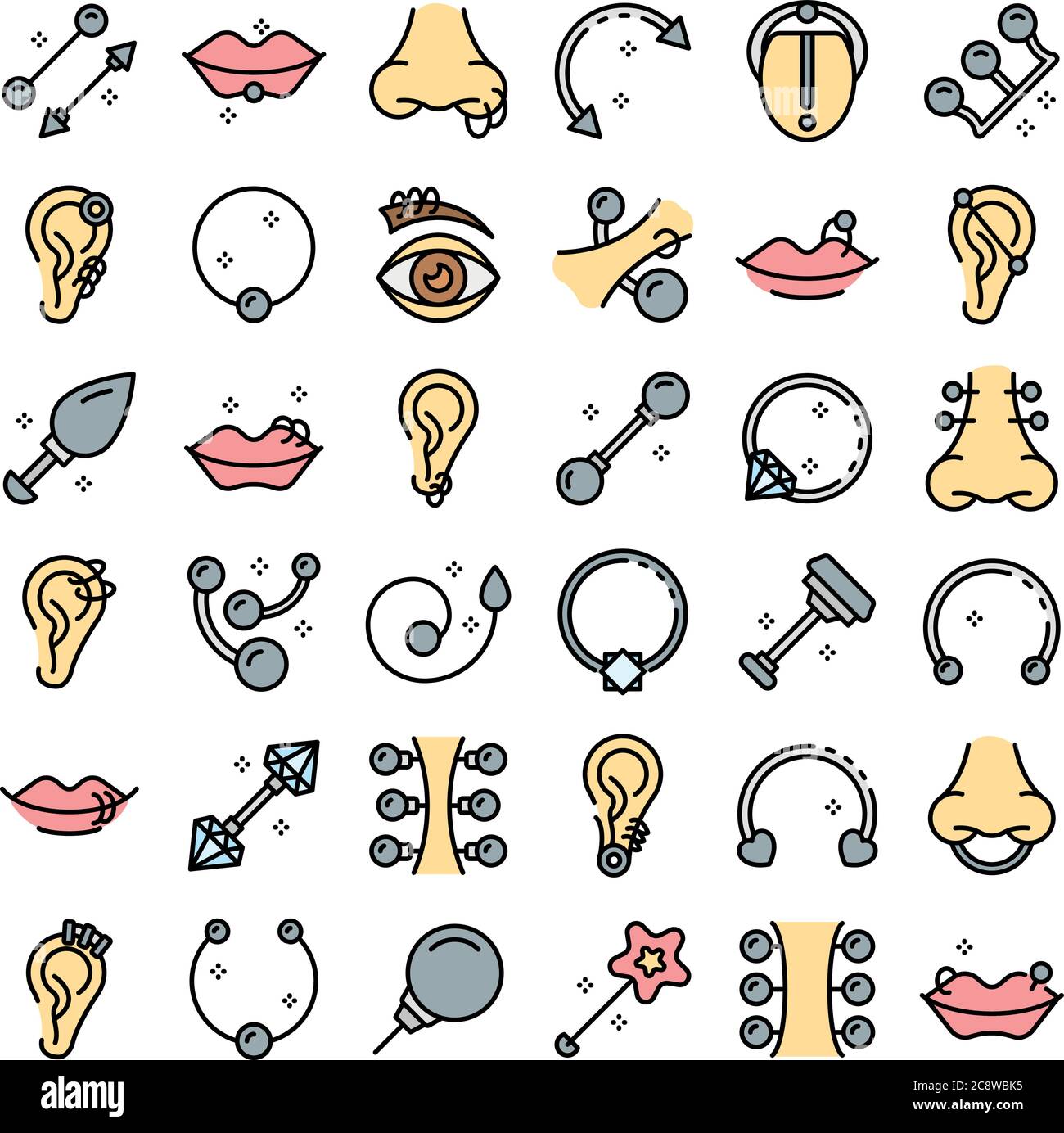 Piercing icons set vector flat Stock Vector Image & Art - Alamy