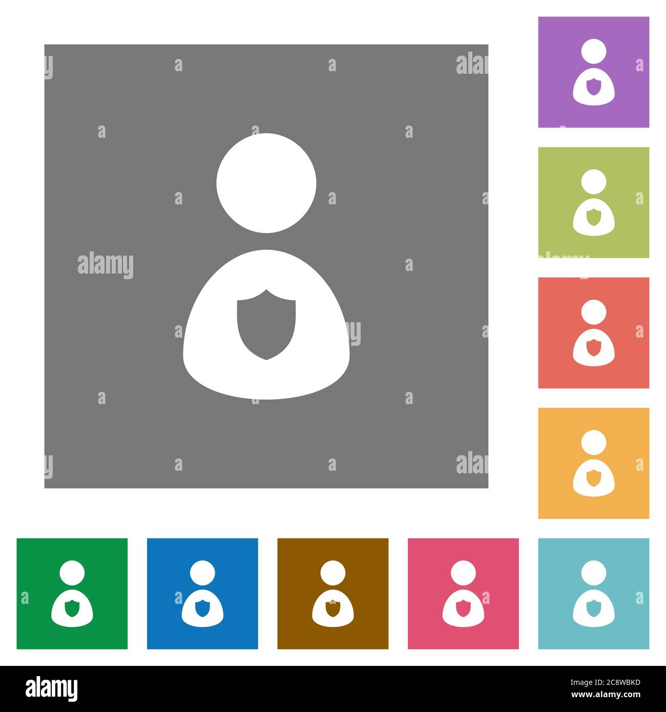 Security guard flat icon set on color square background Stock Vector ...