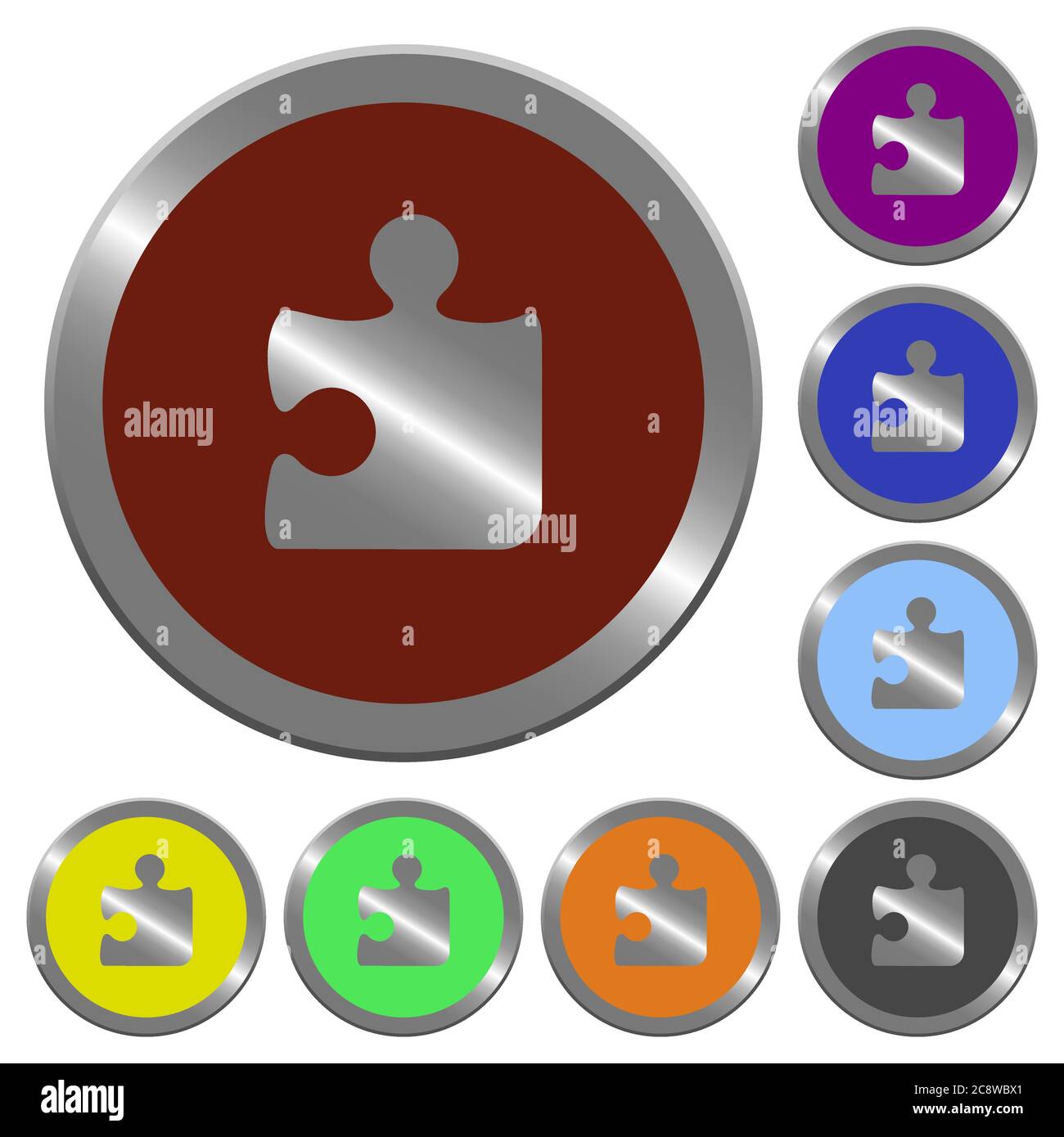 Set of color glossy coin-like puzzle piece buttons Stock Vector Image ...