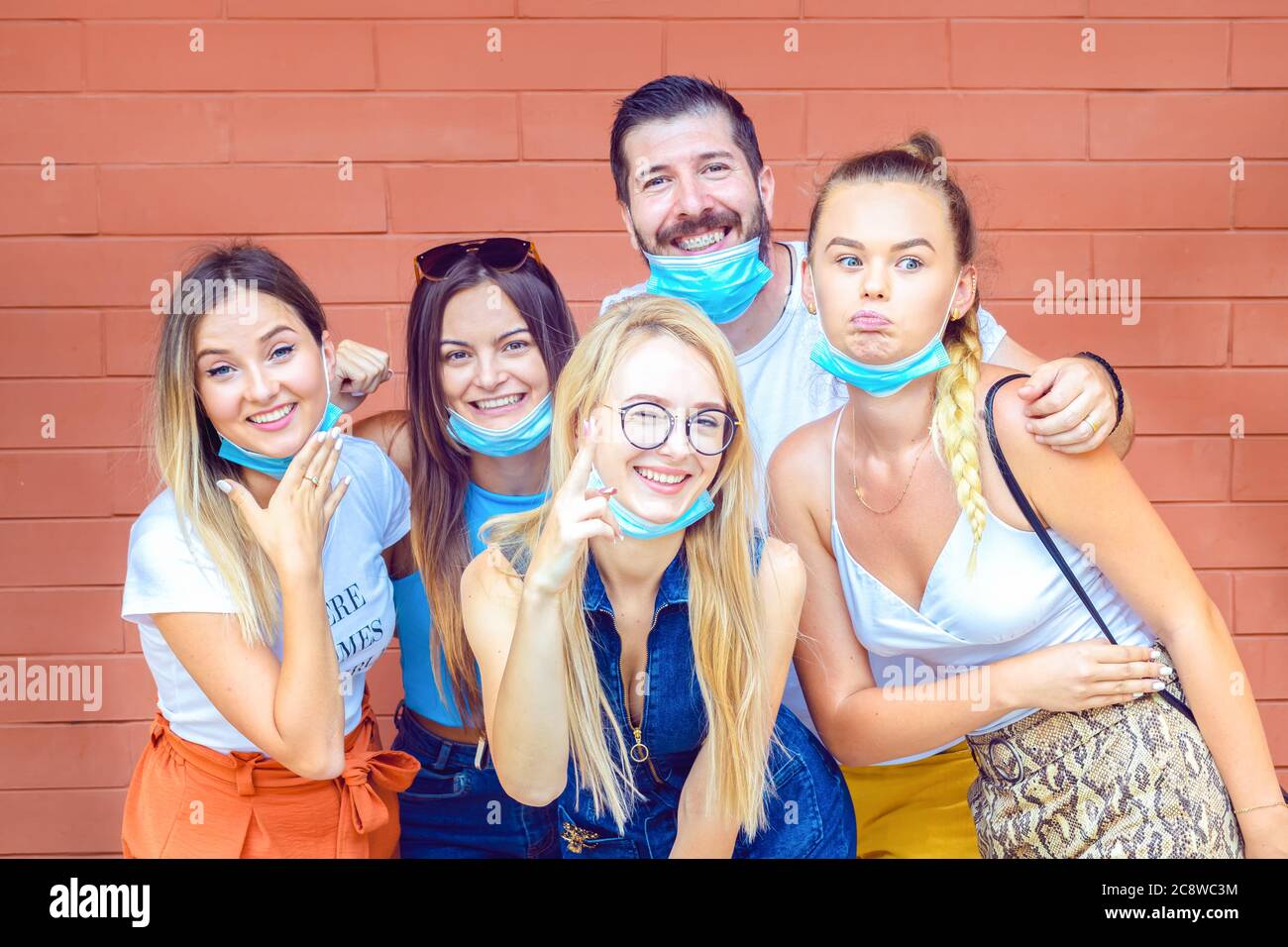Teens group making face funny hi-res stock photography and images - Alamy