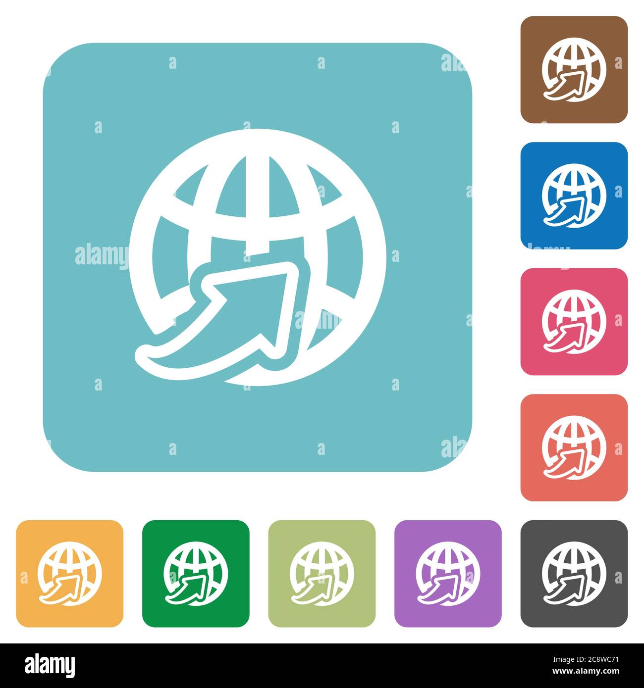 Flat worldwide icons on rounded square color backgrounds Stock Vector ...