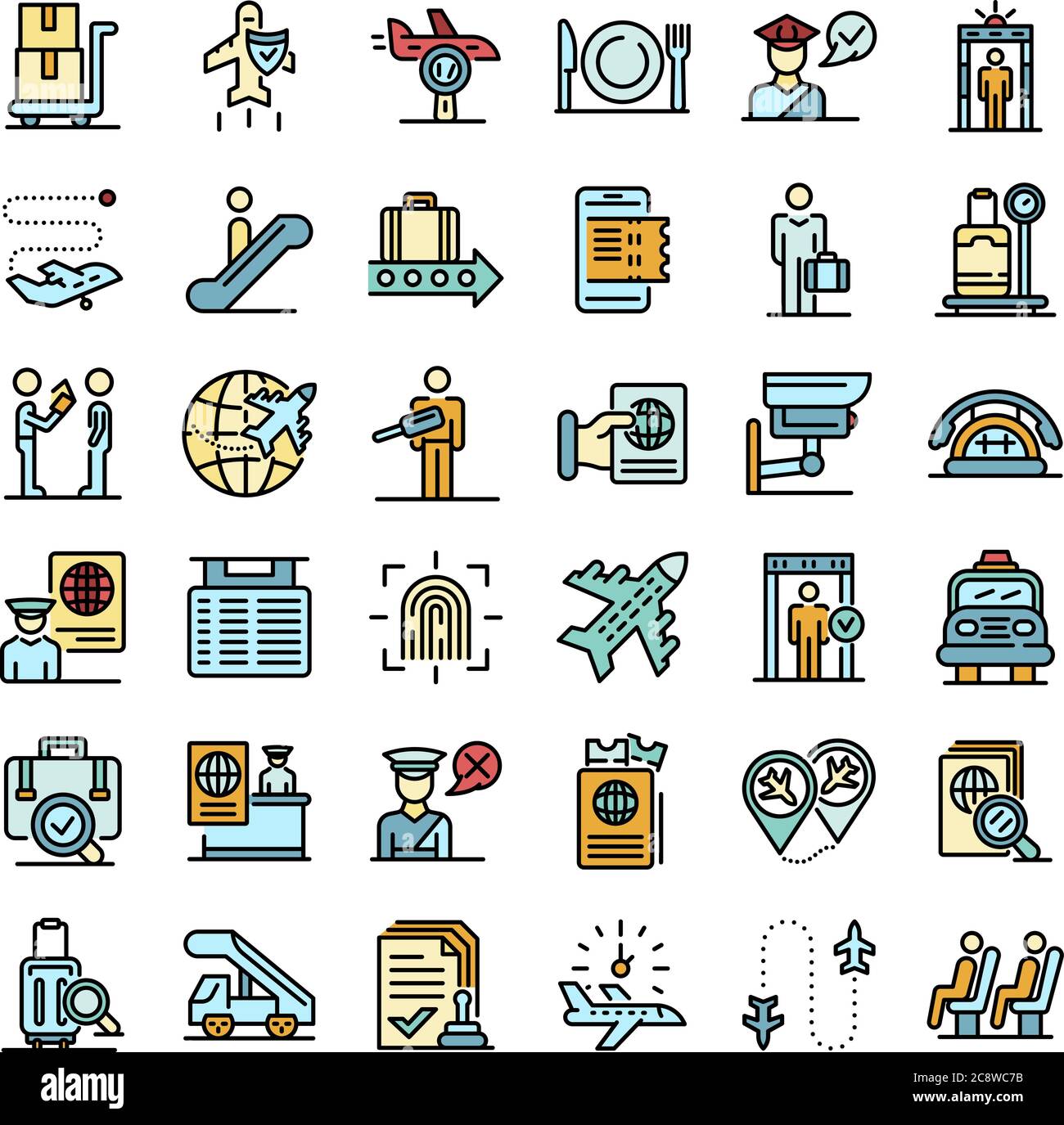 Passport control icons set vector flat Stock Vector Image & Art - Alamy