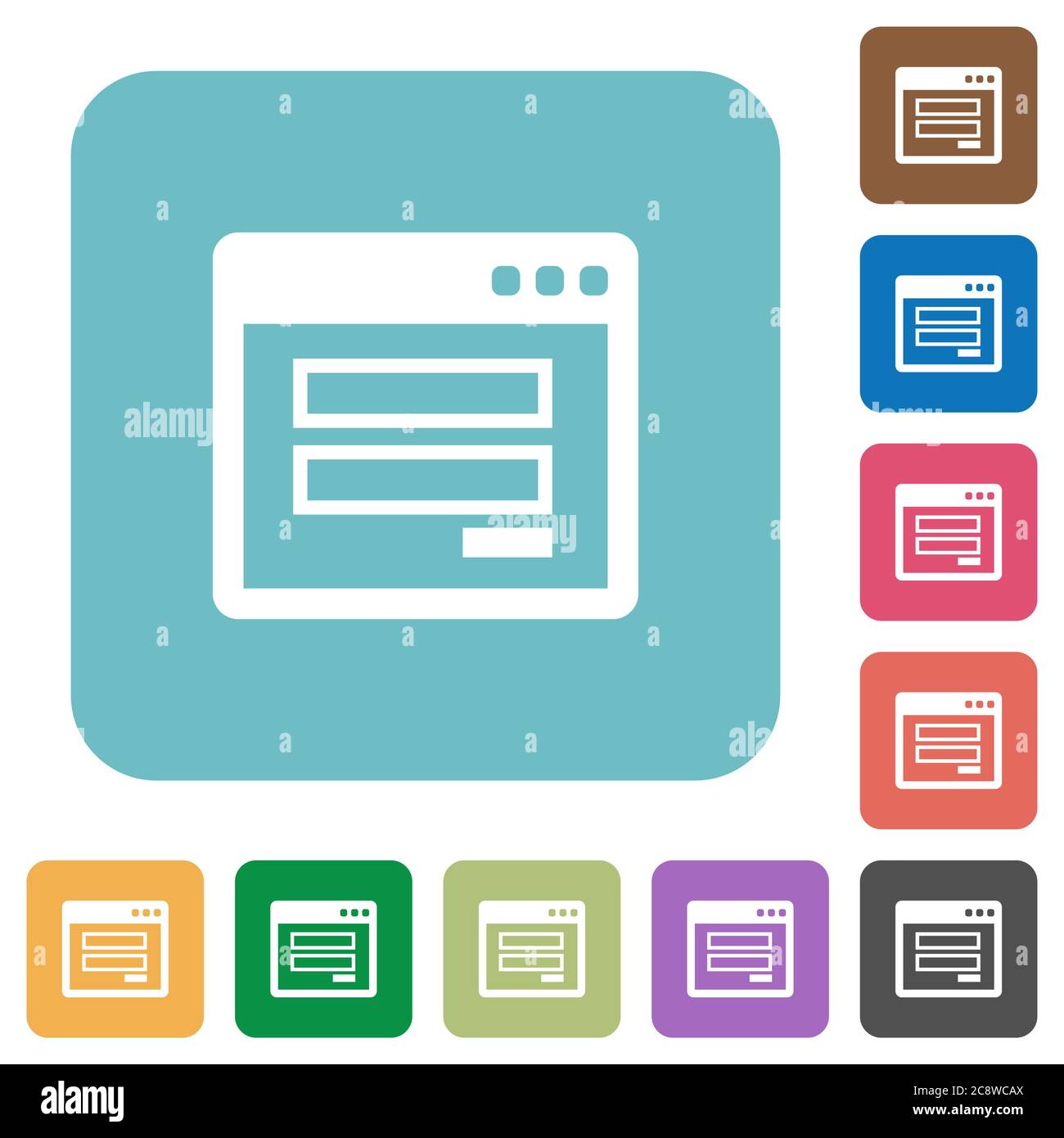 Flat login window icons on rounded square color backgrounds Stock ...