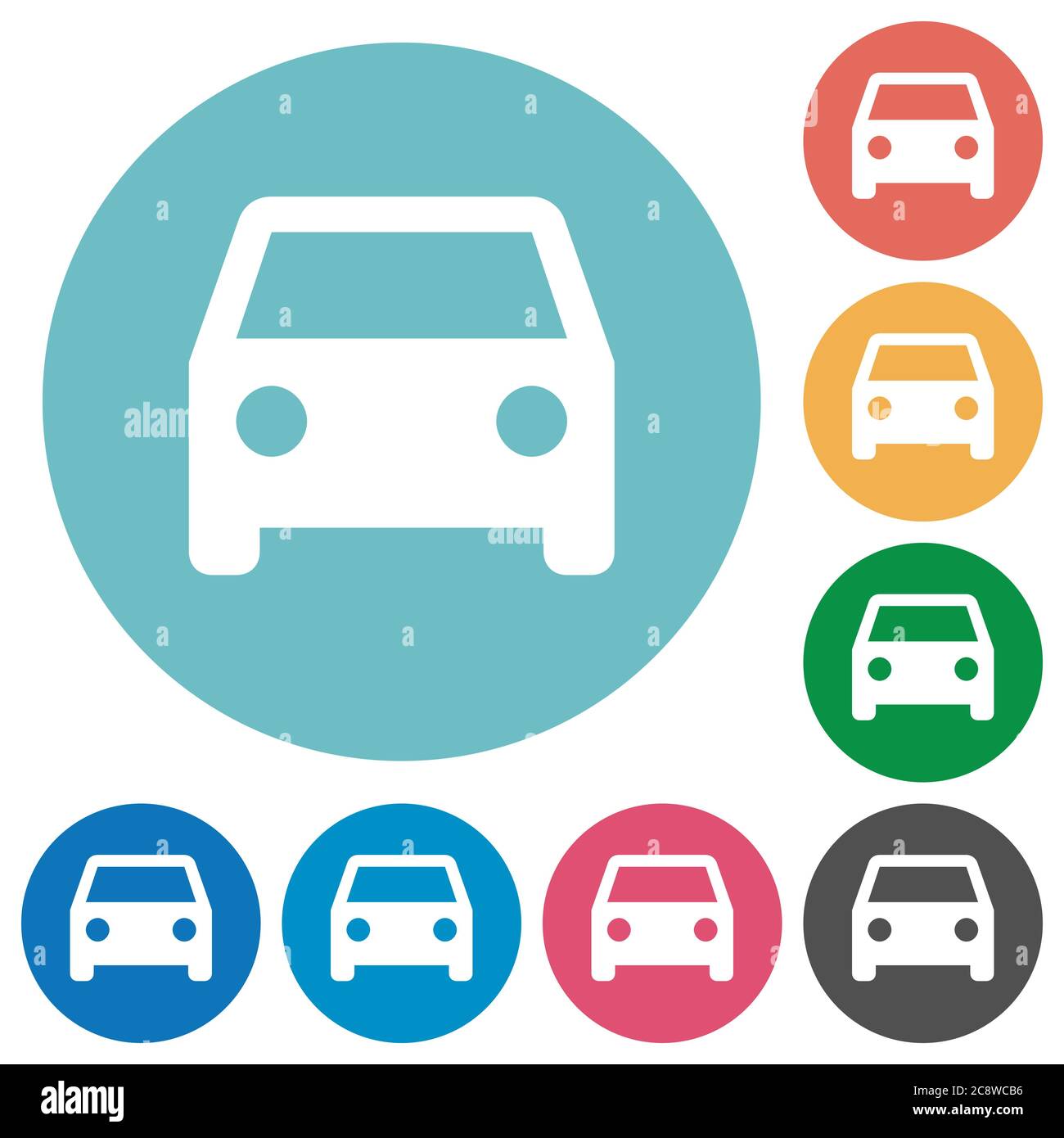 Flat car icon set on round color background Stock Vector Image & Art ...