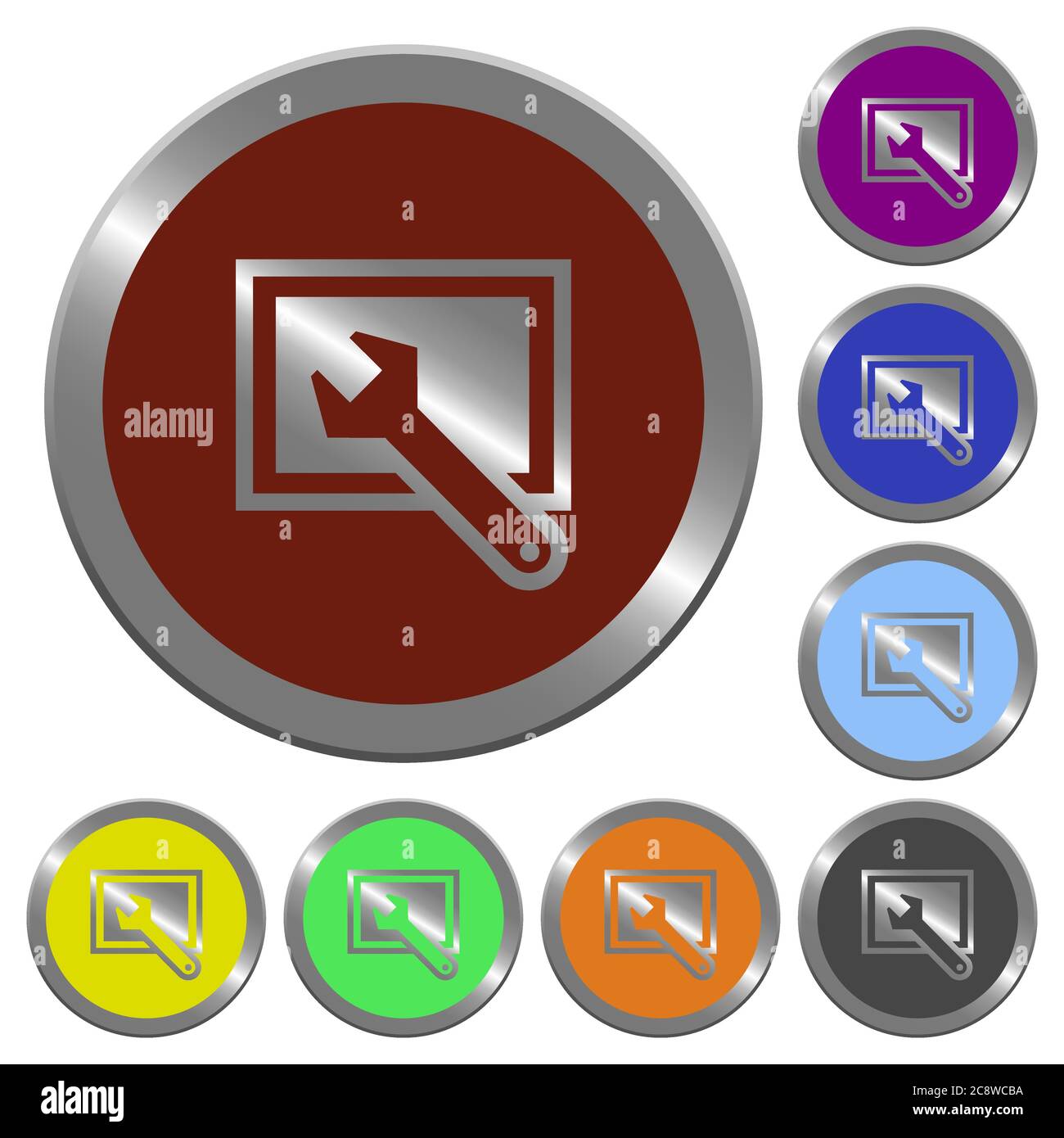 Set of color glossy coin-like screen settings buttons Stock Vector ...