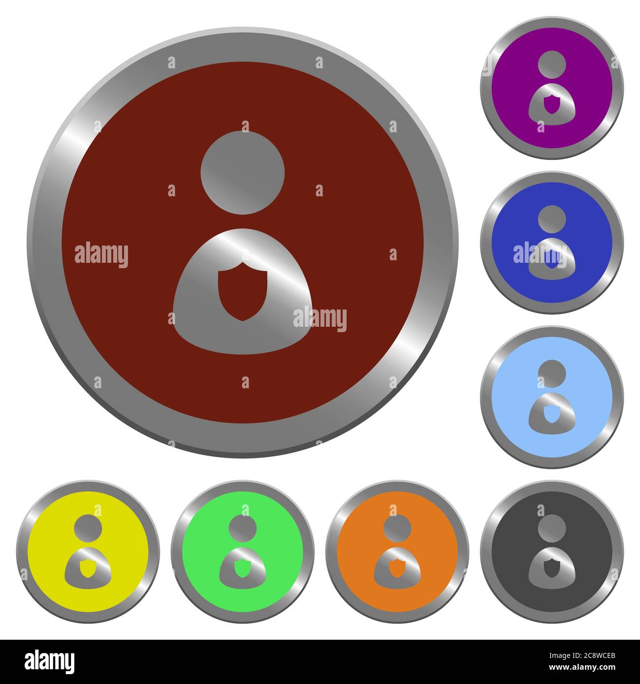 Set of color glossy coin-like security guard buttons Stock Vector Image ...