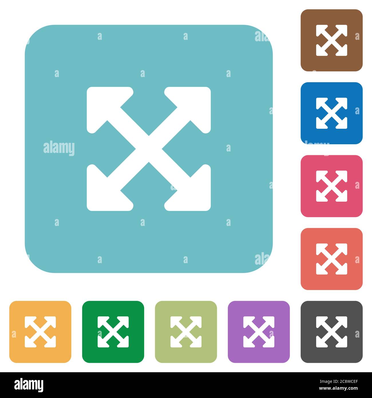 Flat resize full alt icons on rounded square color backgrounds Stock ...