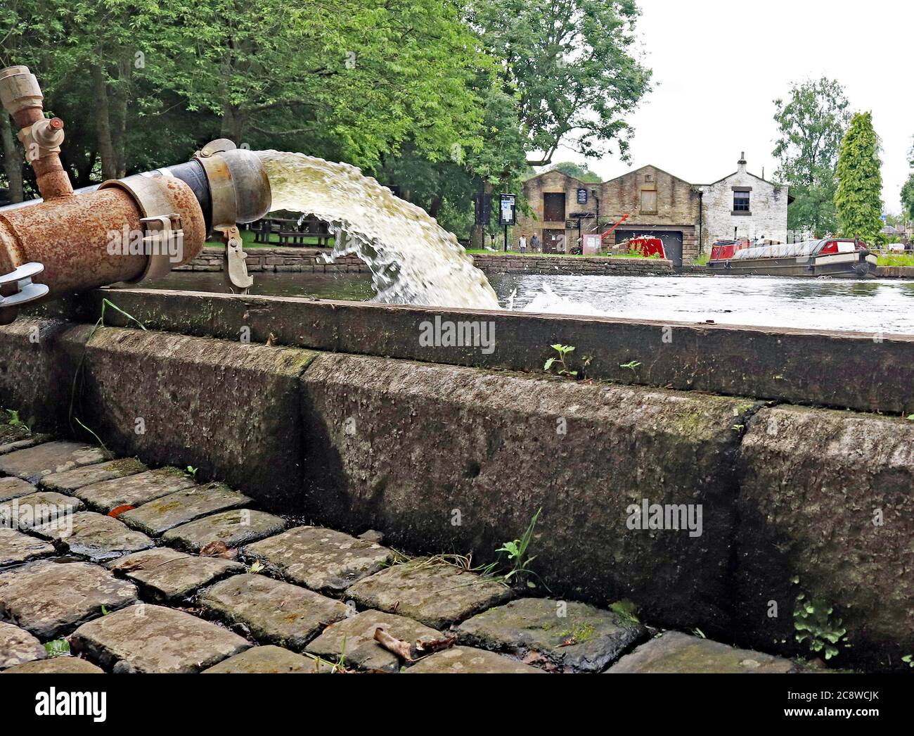 Water being pumped into the Peak Forest canal at Whaley Bridge to ...