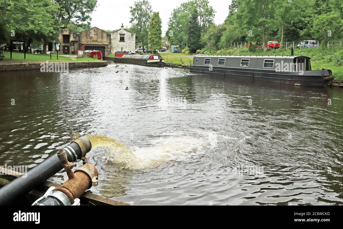 Water being pumped into the Peak Forest canal at Whaley Bridge to ...