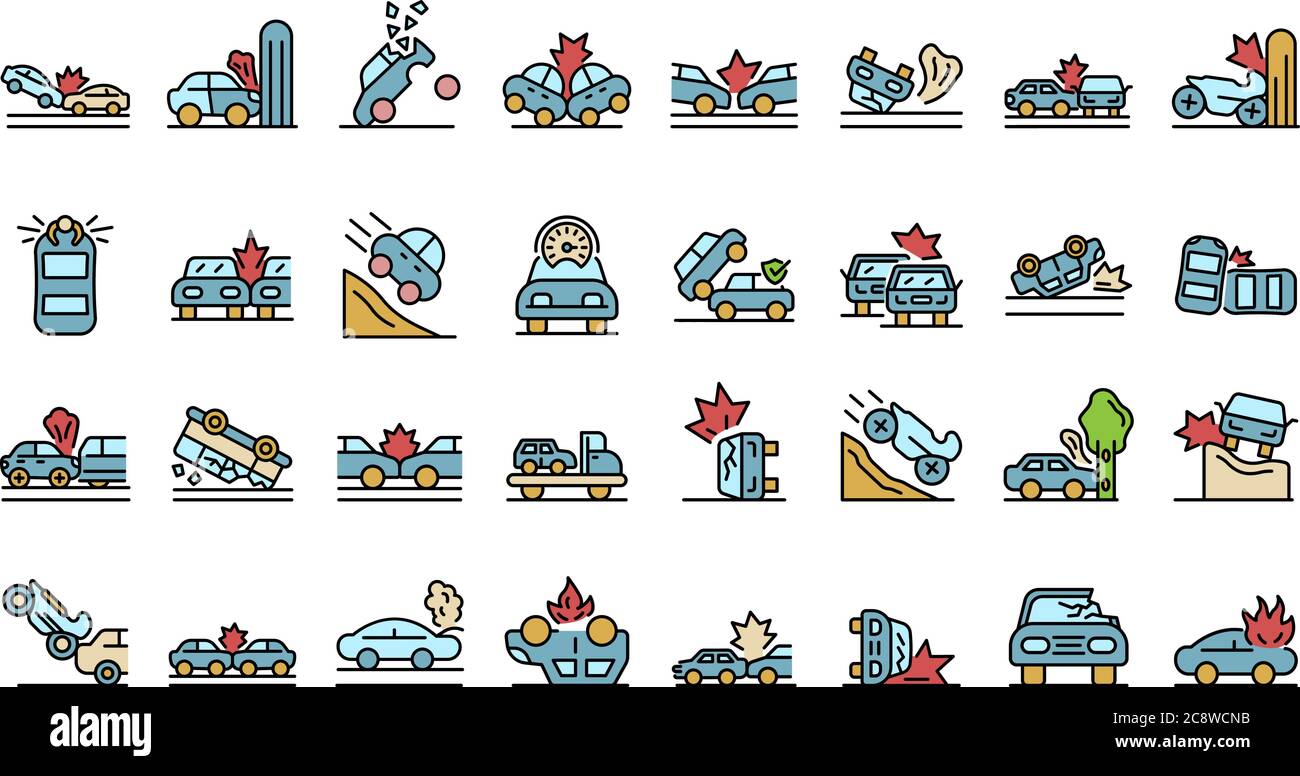 Car accident icons set vector flat Stock Vector Image & Art - Alamy