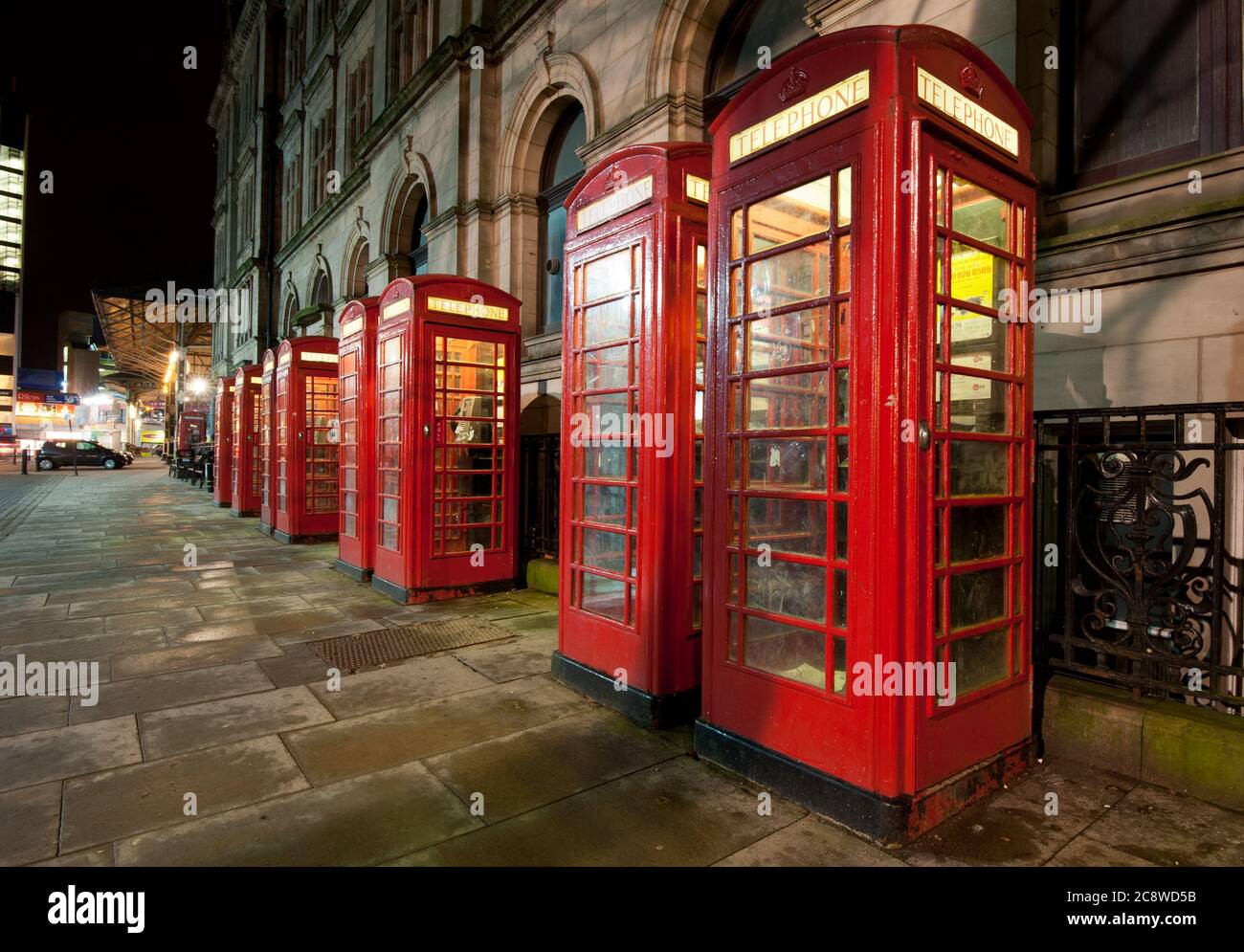 Row of telephone boxes hi-res stock photography and images - Alamy