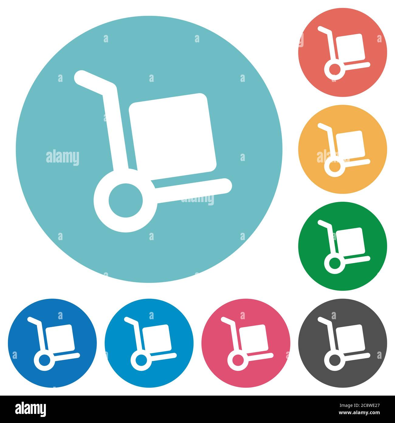 Flat parcel delivery icon set on round color background Stock Vector ...