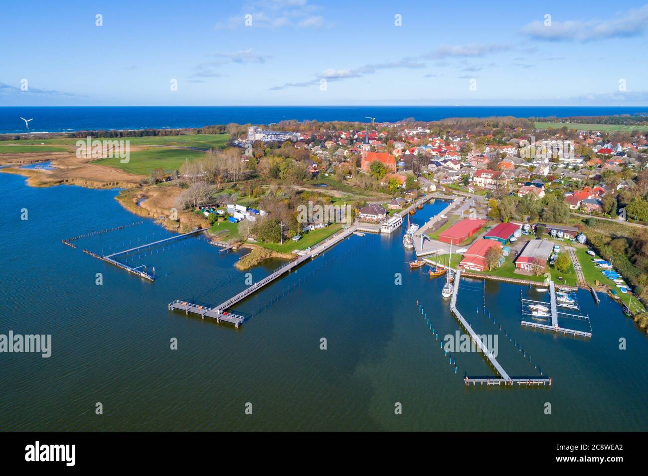 Autumn at the baltic sea (Fischland Darss, Germany), aerial photo of ...