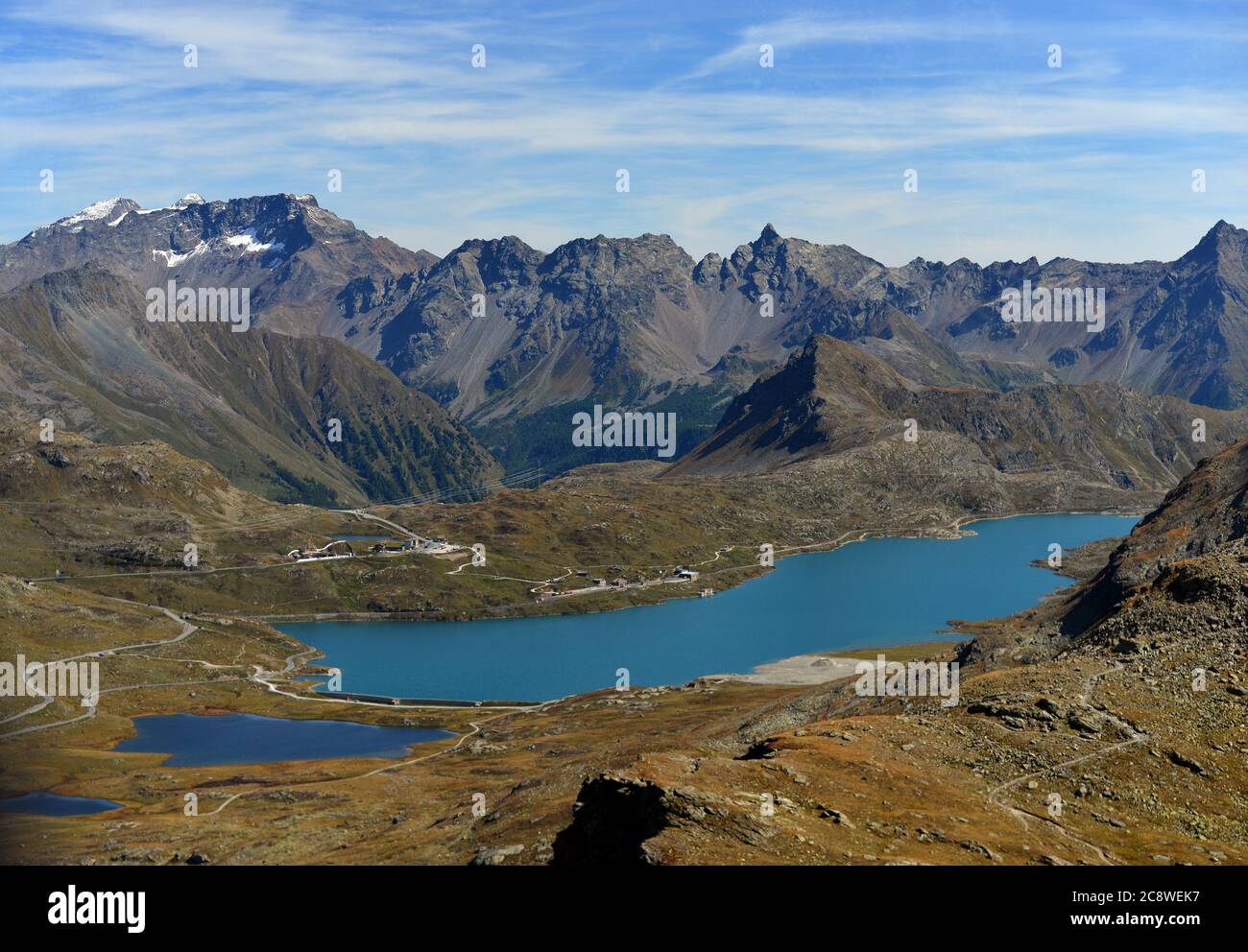 Lago Bianco and Bernina mountain pass | usage worldwide Stock Photo - Alamy