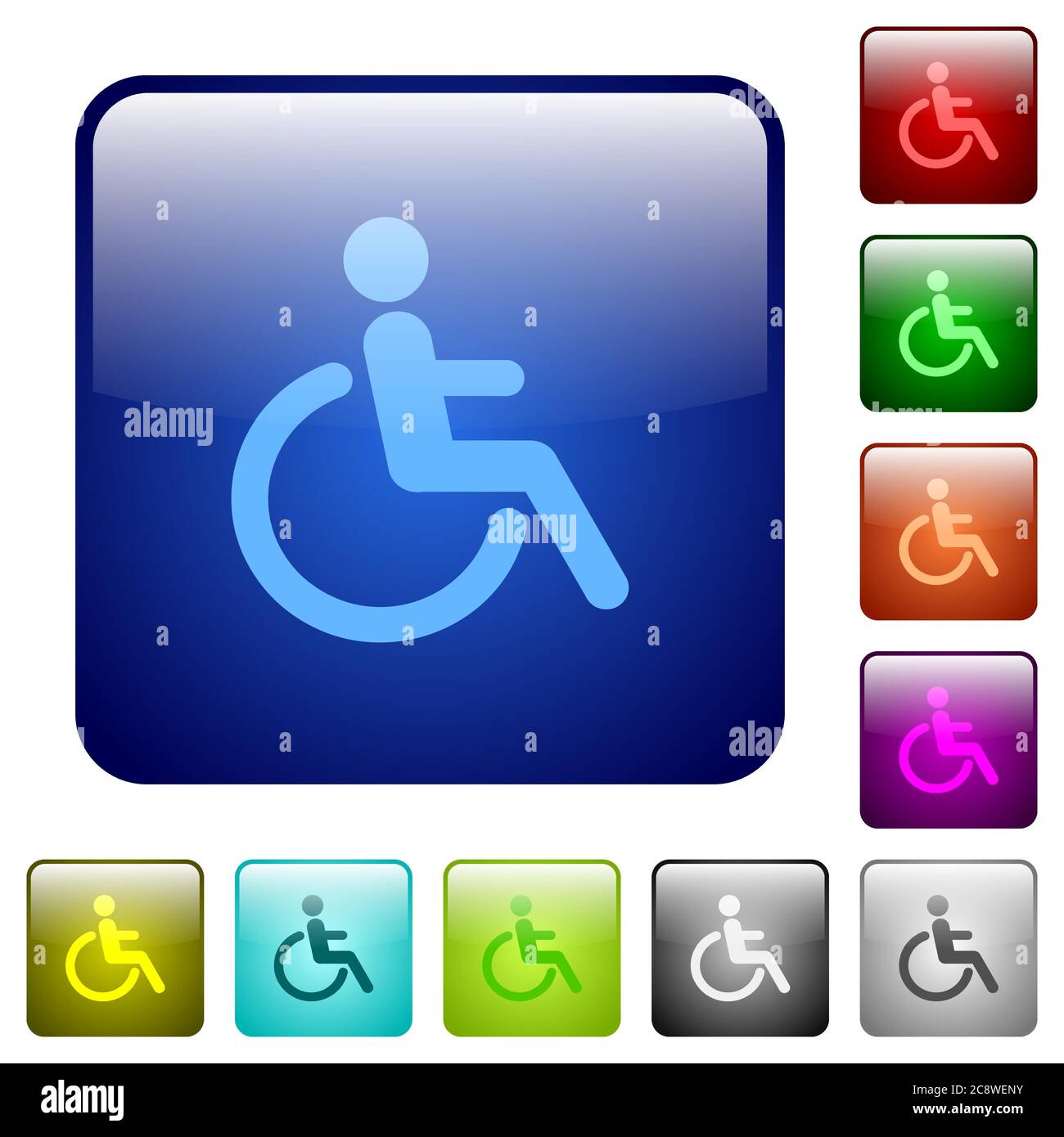 Set of disability color glass rounded square buttons Stock Vector Image ...
