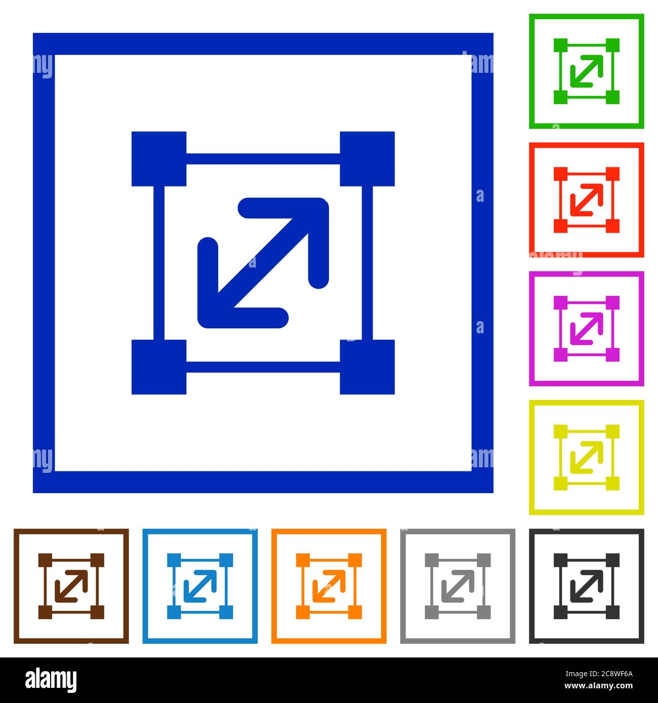 Set of color square framed resize element flat icons Stock Vector Image ...