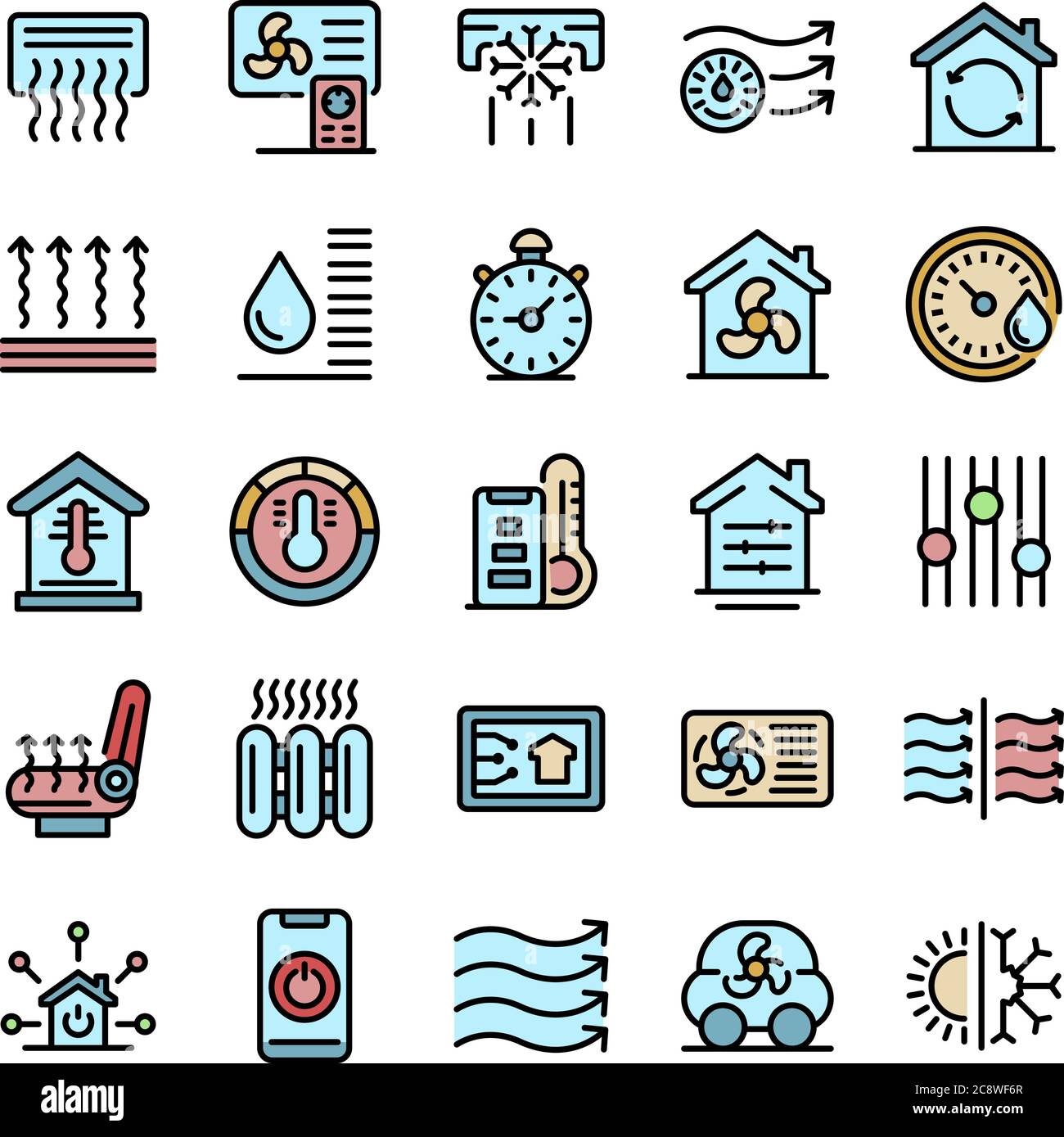 Climate change flat line icons hi-res stock photography and images - Alamy