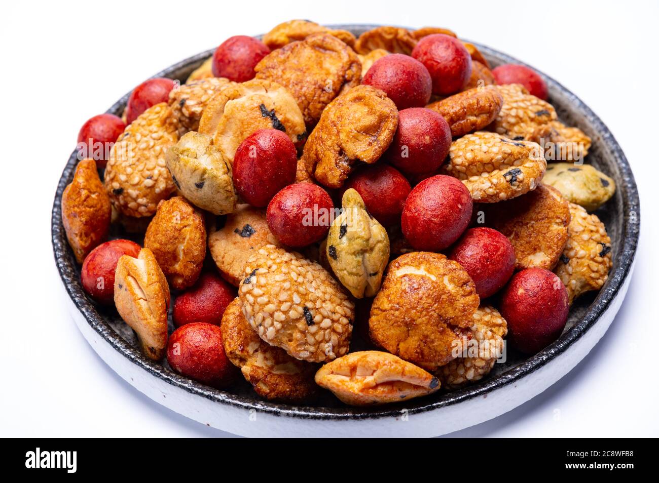 Tasty asian vegetarian appetizer, crunchy rice en peanuts snacks from ...