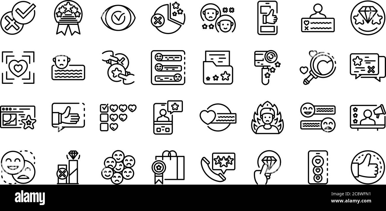 Product review icons set, outline style Stock Vector Image & Art - Alamy