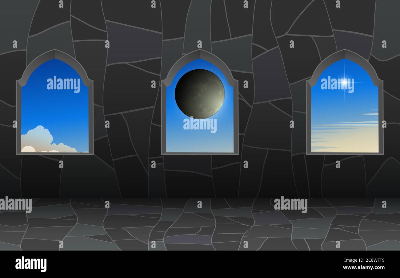 Window in old blue Stock Vector Images - Alamy