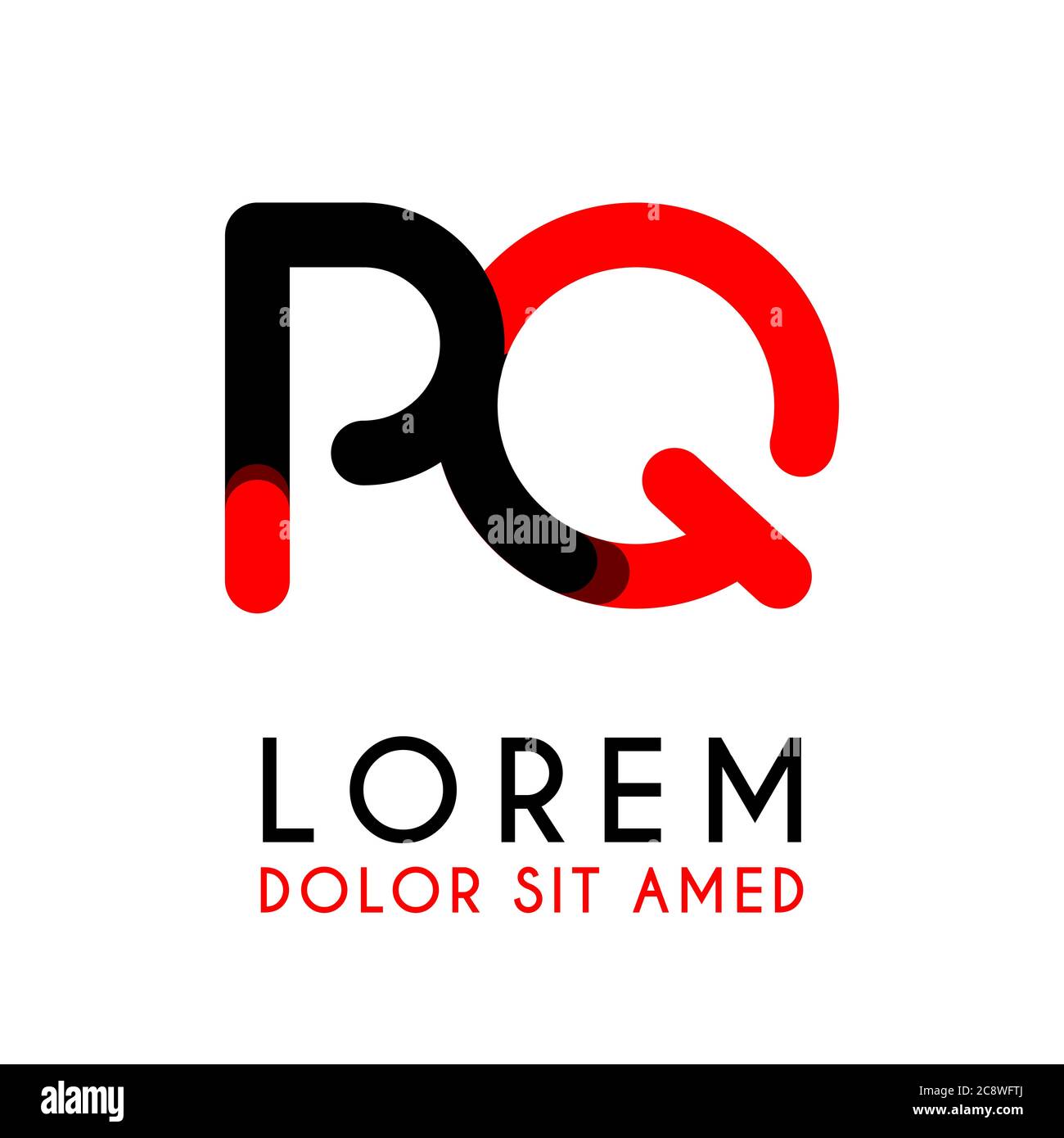 initial Letter PQ with red Black and has rounded corners Stock Vector ...
