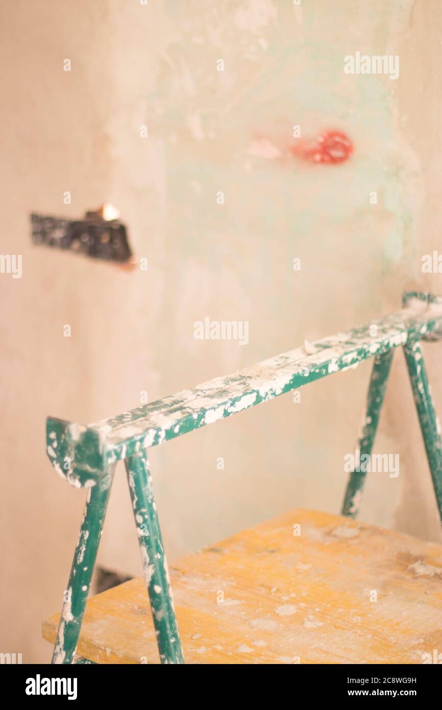 Building renovation works in appartment showing refurbishments works by ...