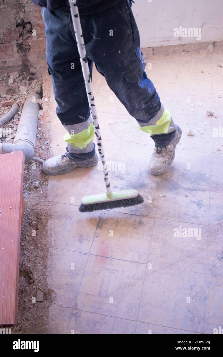 Building renovation works in appartment work by builders to renovate ...