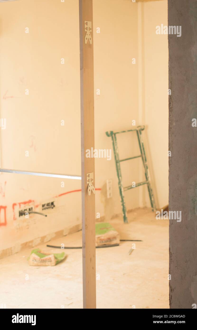 Building renovation works in appartment showing refurbishments works by ...