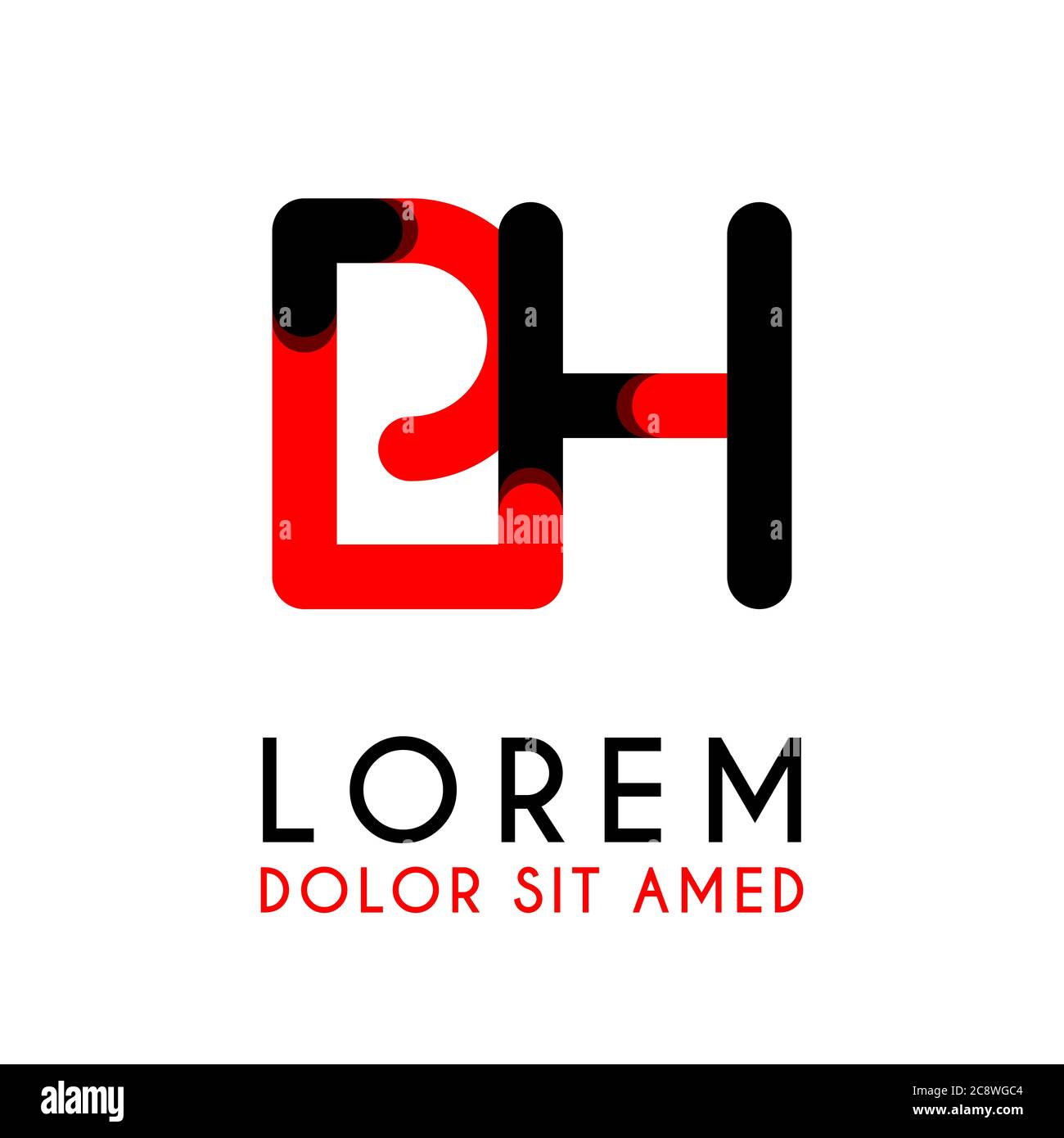 initial Letter PH with red Black and has rounded corners Stock Vector ...