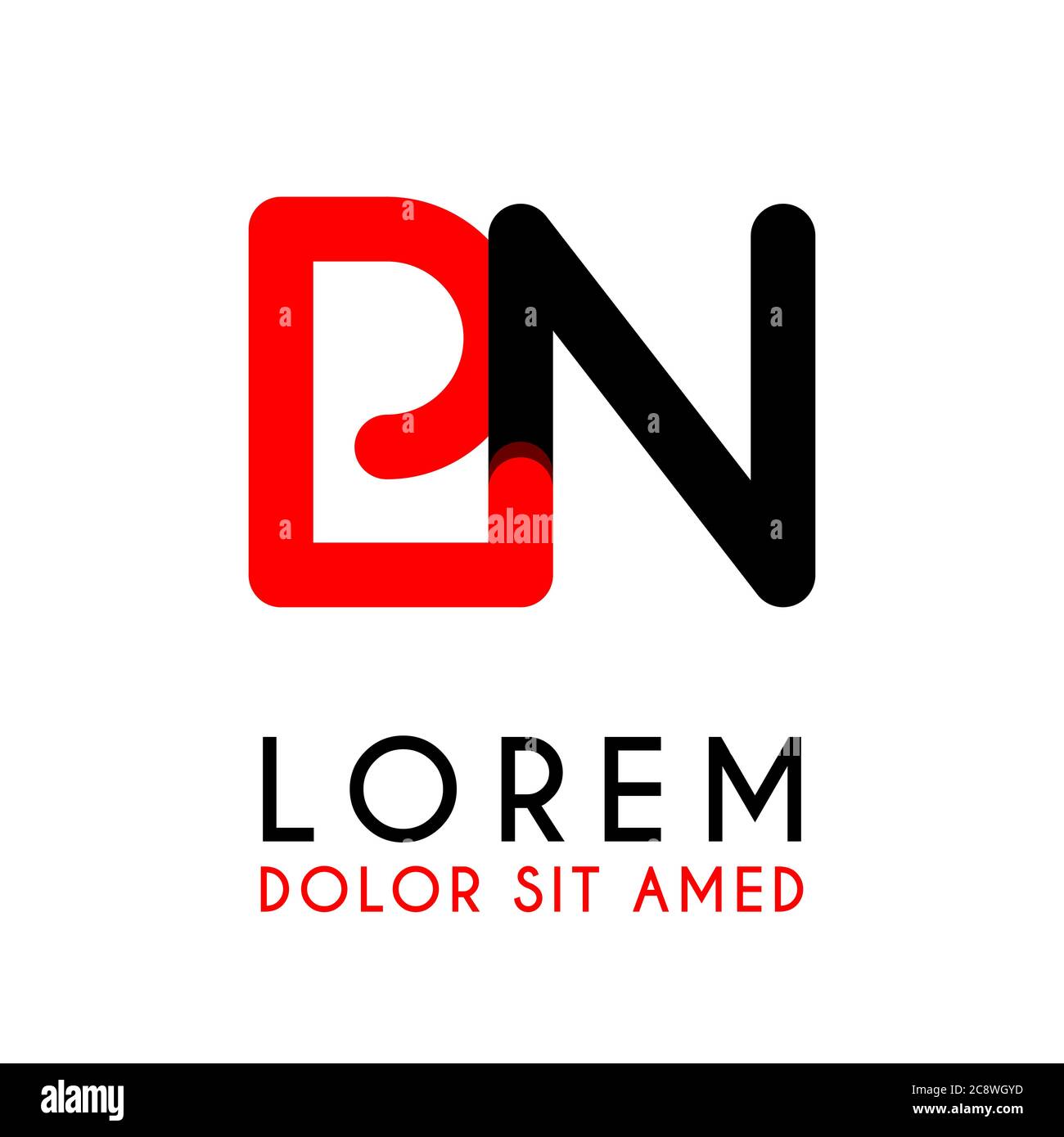 initial Letter PN with red Black and has rounded corners Stock Vector ...