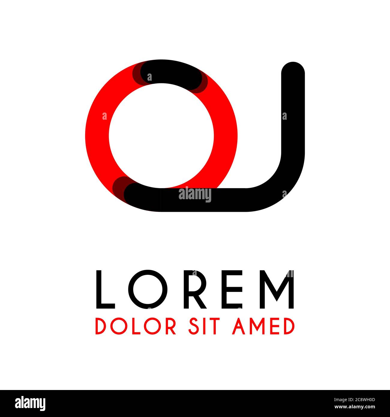 initial Letter OJ with red Black and has rounded corners Stock Vector ...